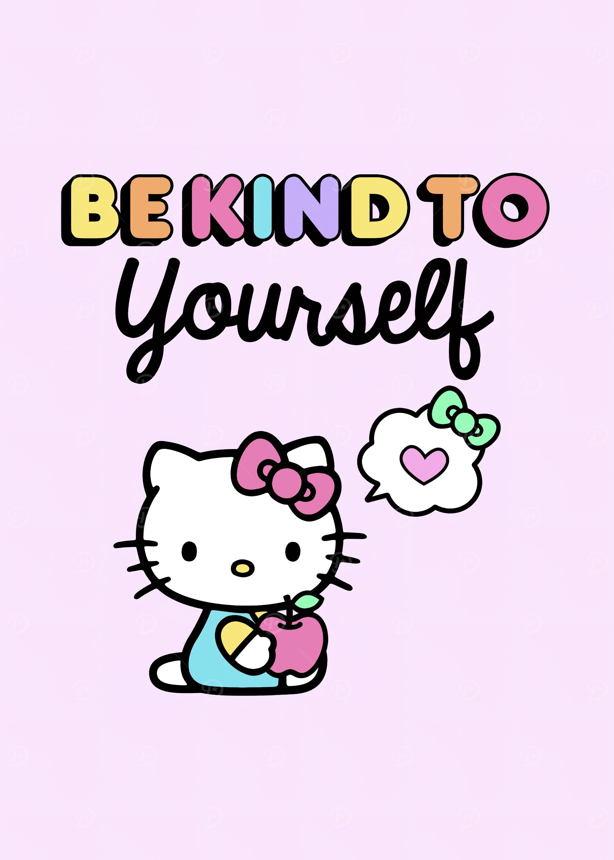 'Hello Kitty Be Kind To Yourself' Poster, picture, metal print, paint ...