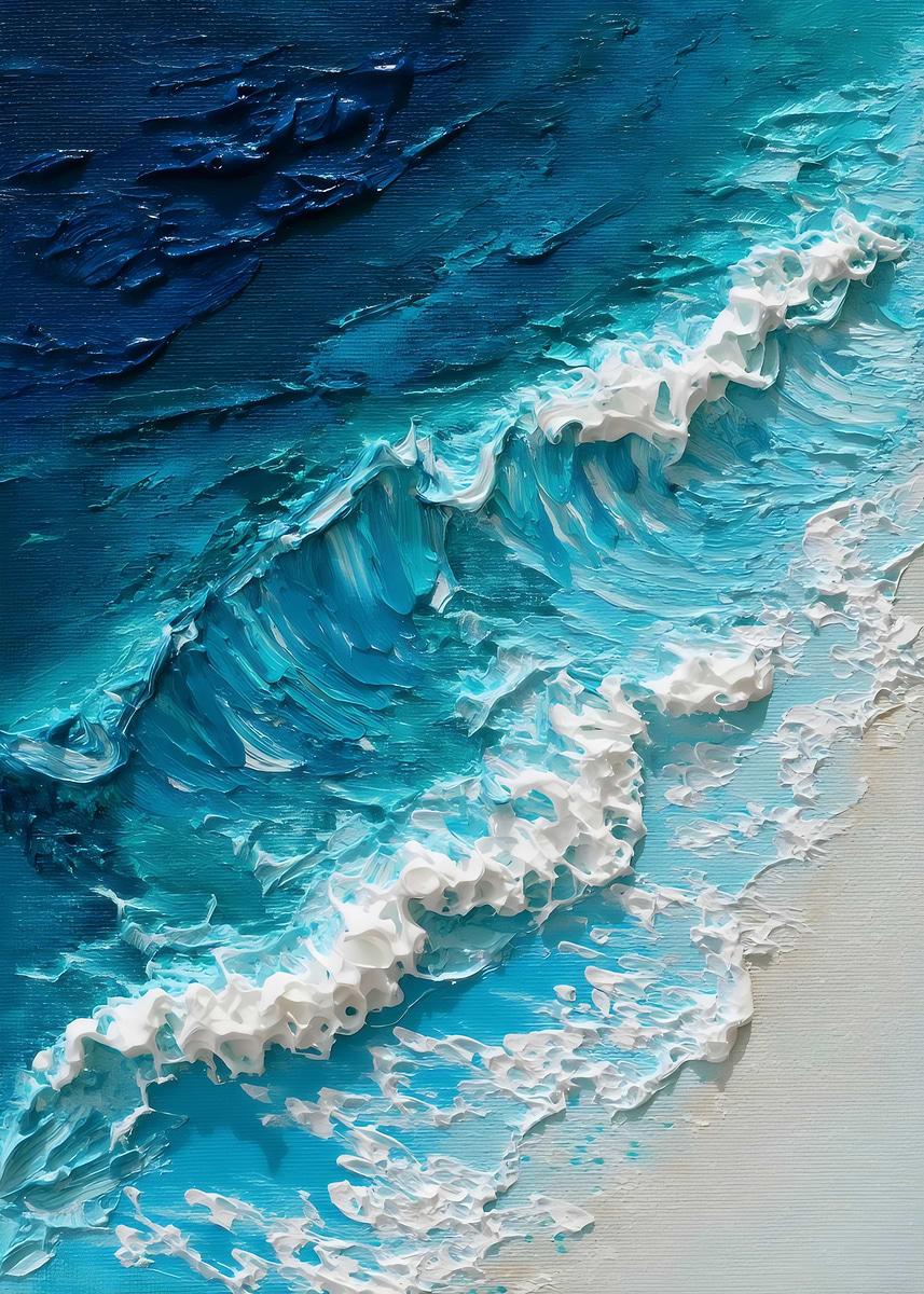 'Ocean Waves Impasto Painting' Poster, picture, metal print, paint by ...