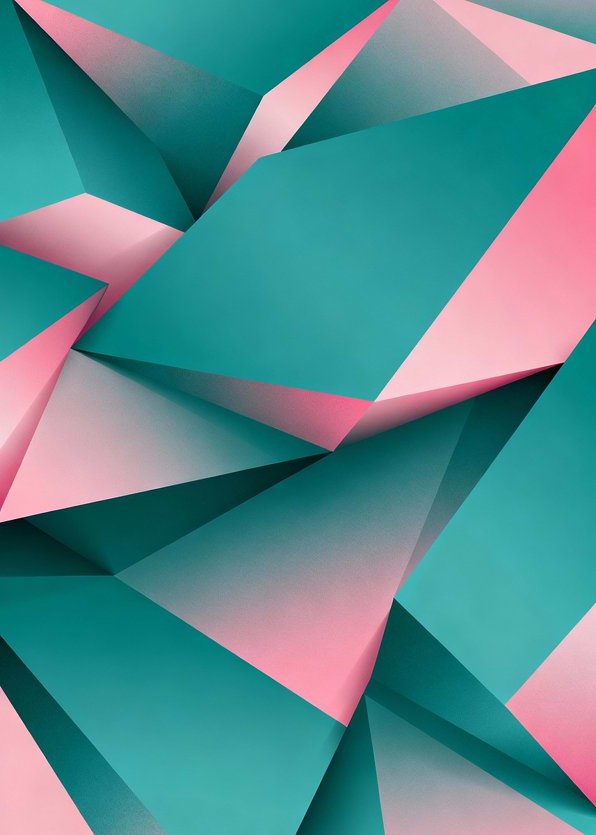 'Abstract Geometric Teal and Pink Design' Poster, picture, metal print ...