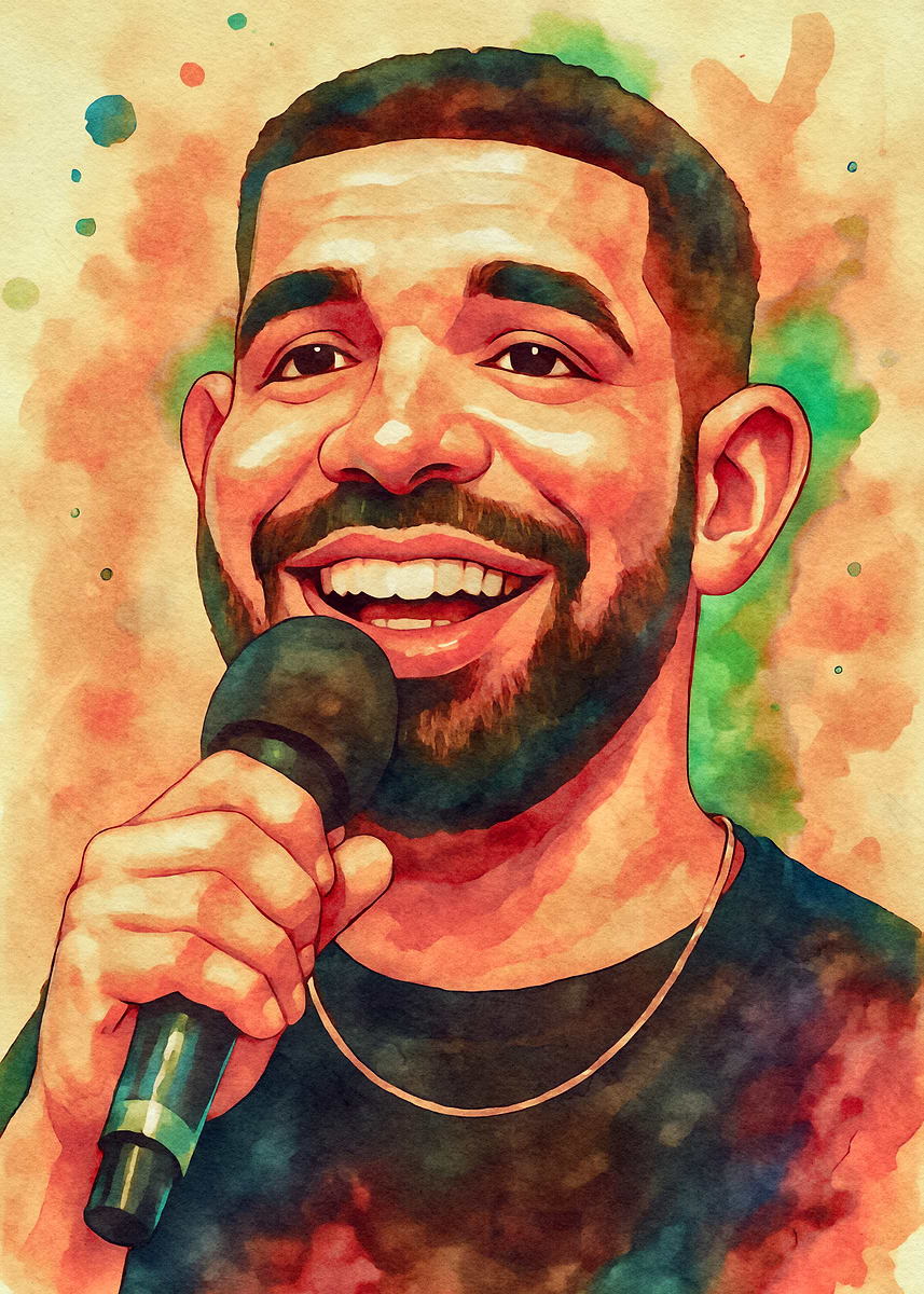 'Drake Watercolor Portrait' Poster, picture, metal print, paint by ...