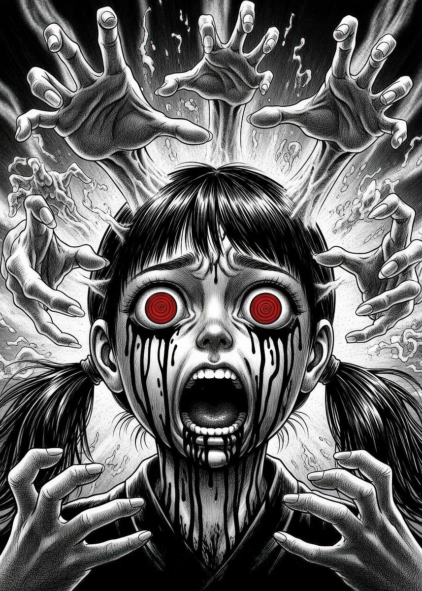 'Girl Screaming with Hands Reaching' Poster, picture, metal print ...