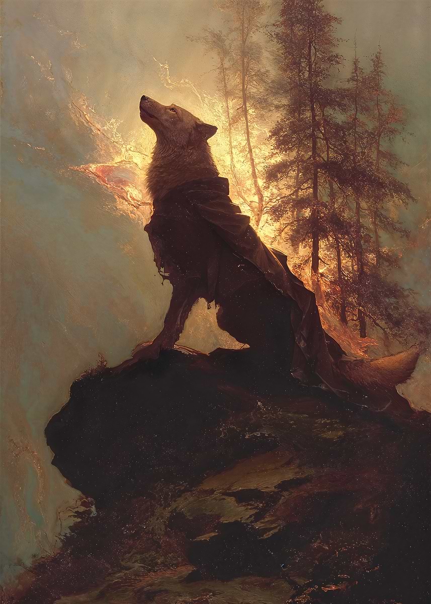 'Lone Wolf howling ' Poster, picture, metal print, paint by ...