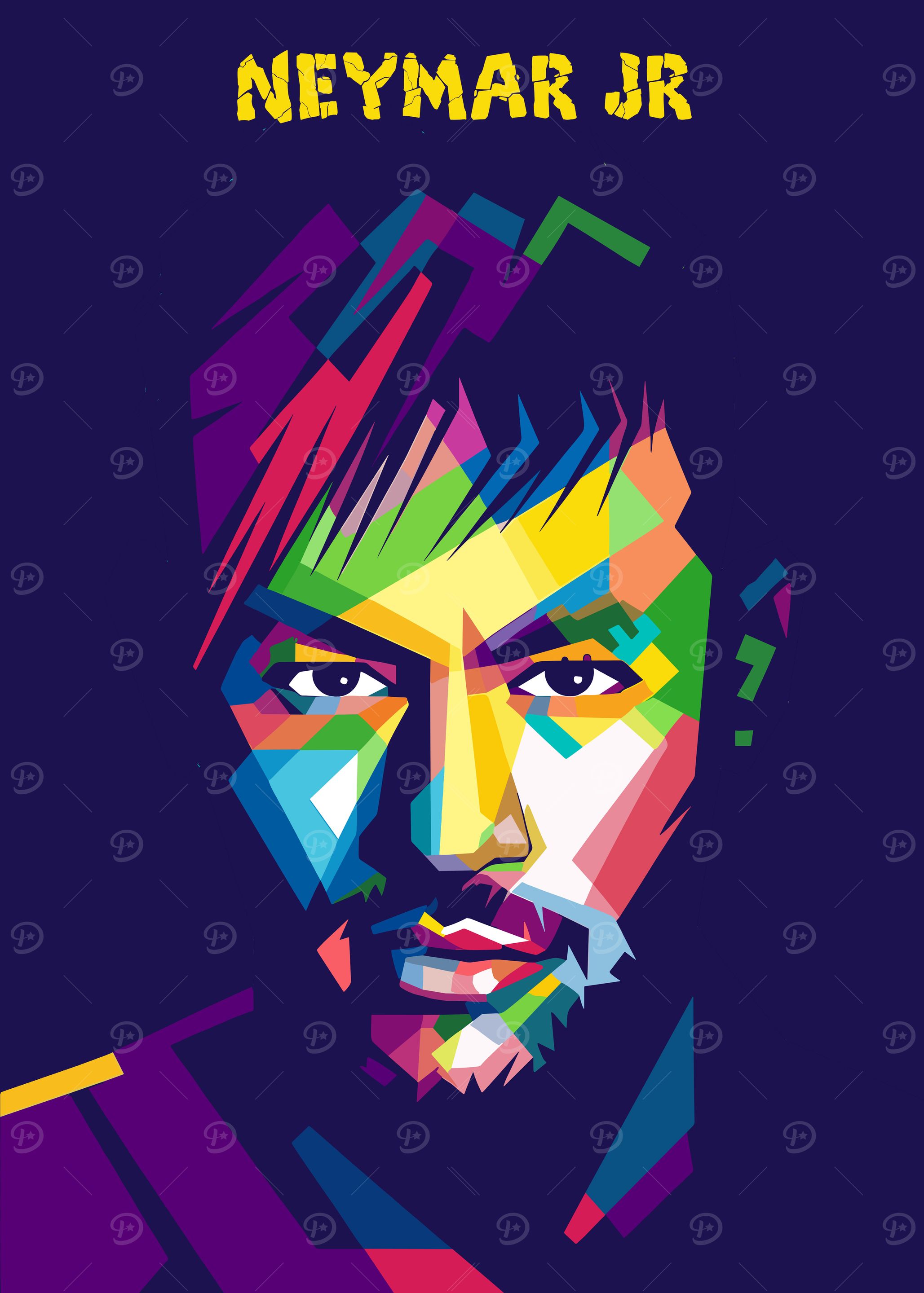 Neymar Jr Colorful Portrait Poster Picture Metal Print Paint By