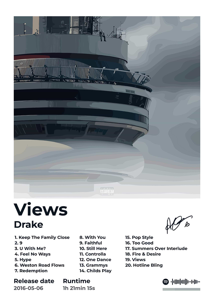 'Drake Views Album Cover Art' Poster, picture, metal print, paint by ...