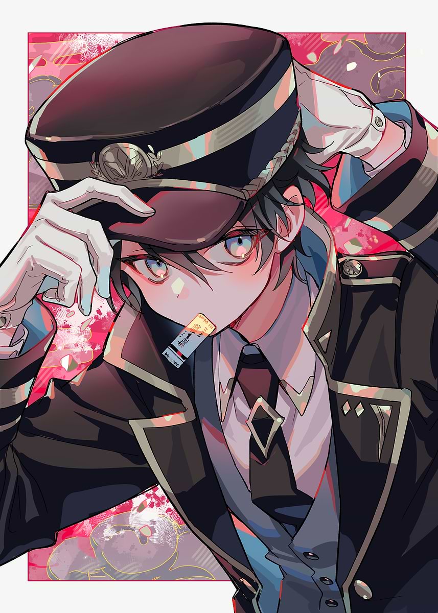 'Anime Boy in Uniform with Ticket' Poster, picture, metal print, paint ...