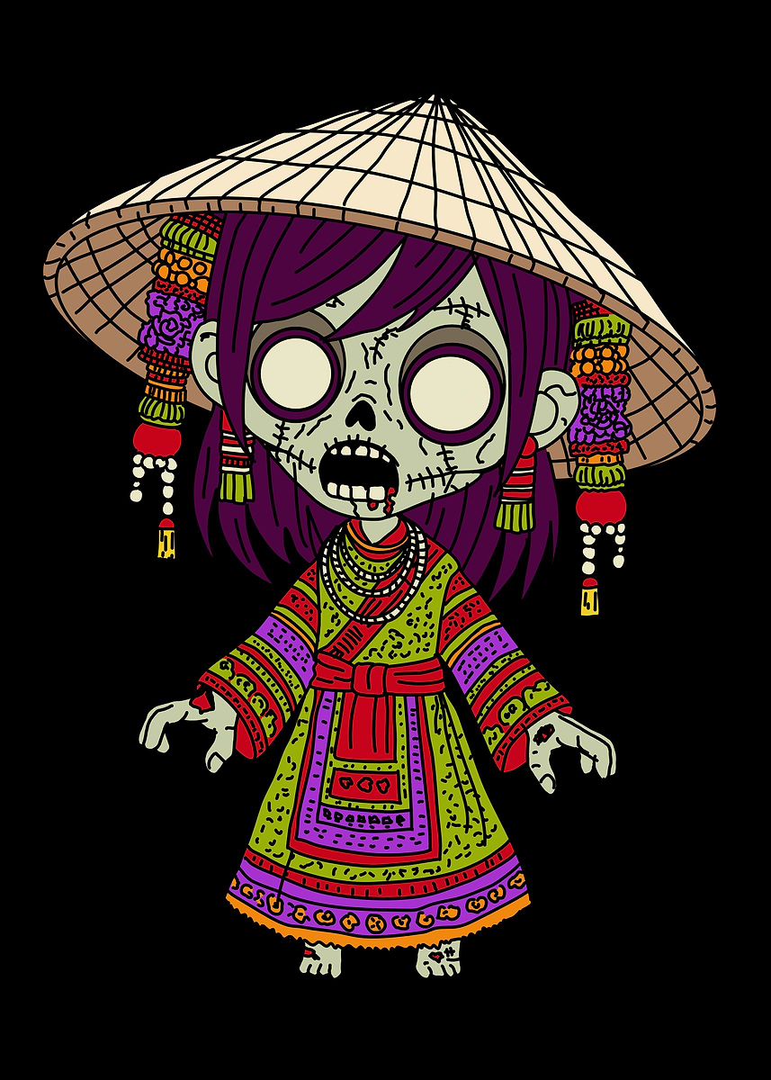 'Cute Vietnamese Zombie Girl' Poster, picture, metal print, paint by H ...