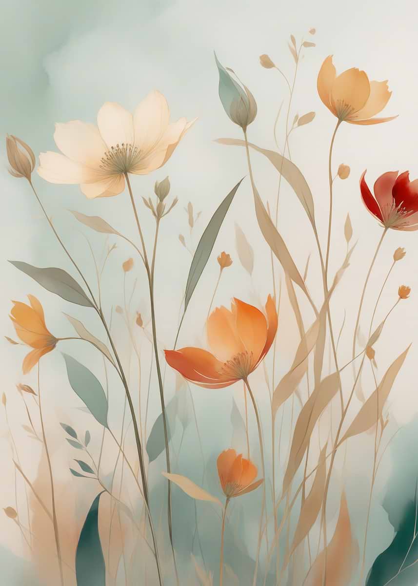 'Watercolor Floral Meadow' Poster, picture, metal print, paint by ...