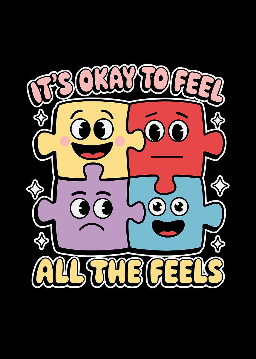 'Puzzle Pieces Expressing Emotions' Poster, picture, metal print, paint ...