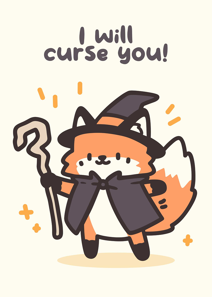 'Cartoon Fox Witch with Curse' Poster, picture, metal print, paint by ...