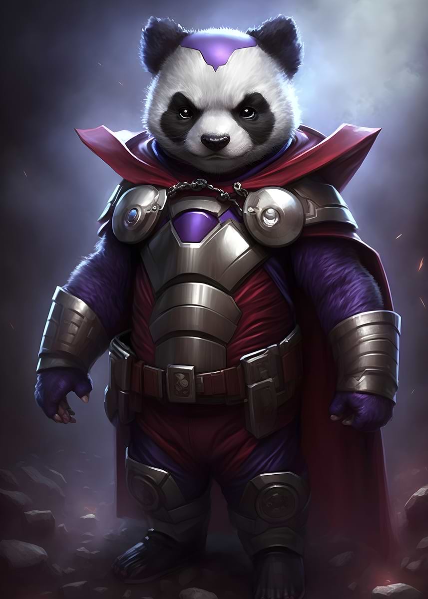 'Armored Panda Superhero' Poster, picture, metal print, paint by ...