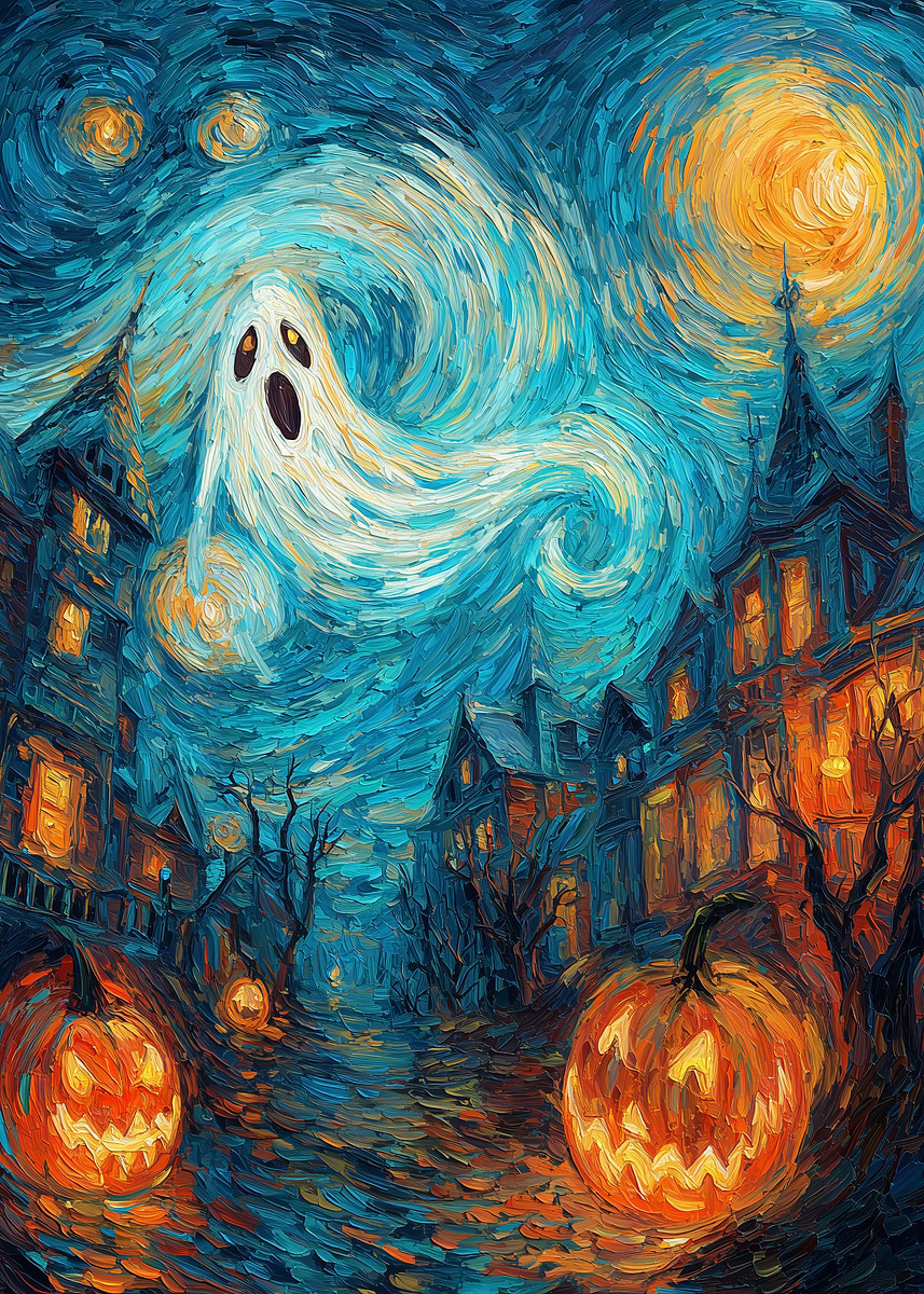 'Halloween Starry Night' Poster, picture, metal print, paint by goar ...