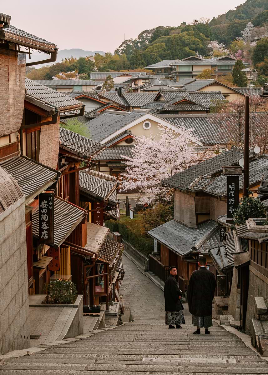 'Kyoto street scene with traditional architecture' Poster, picture ...