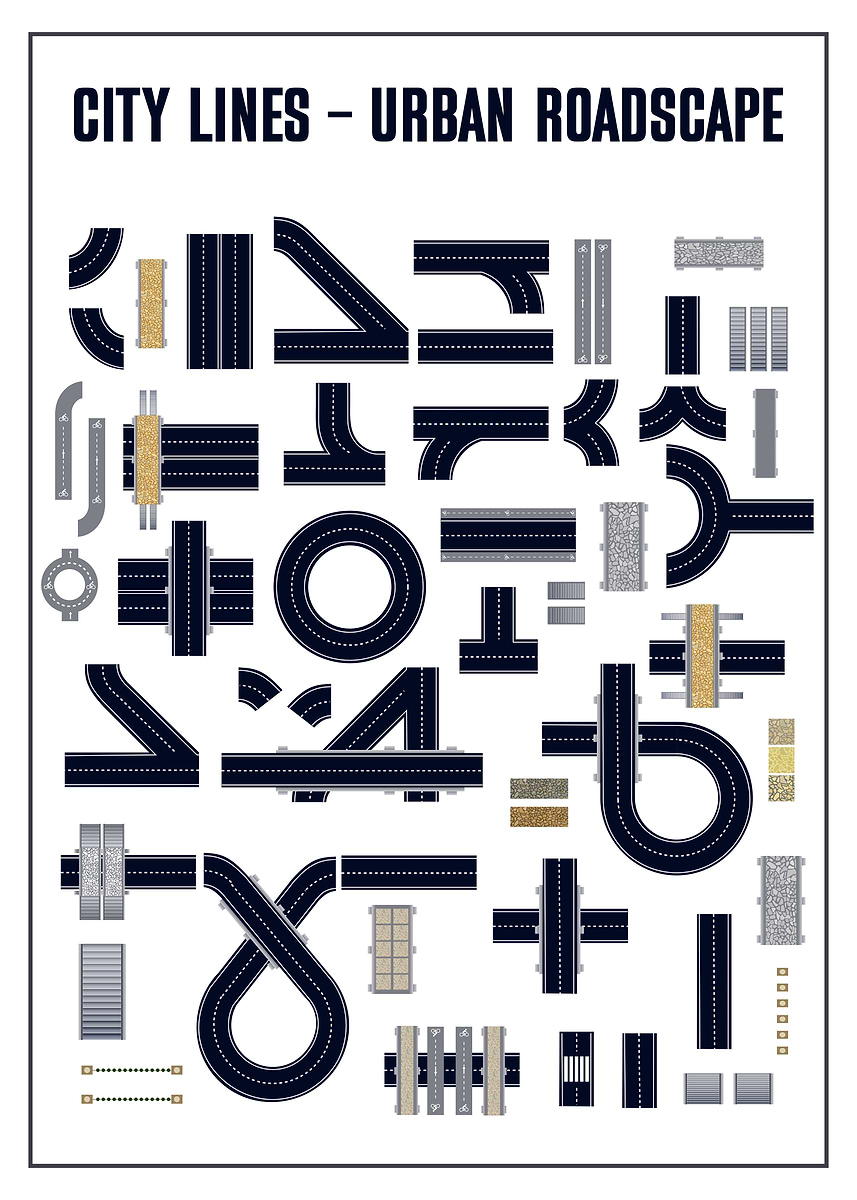 'City Lines - Urban Roadscape' Poster, picture, metal print, paint by ...