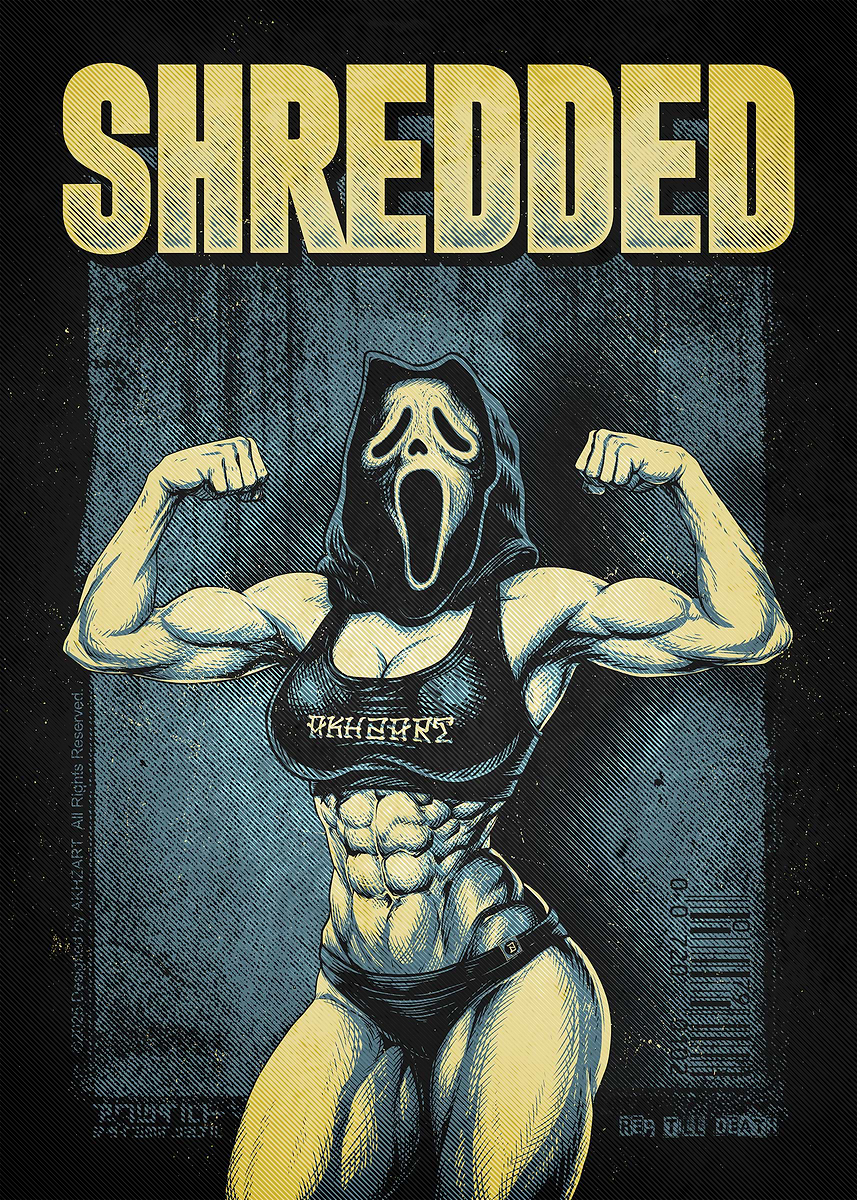 'Shredded Ghost Face Fitness' Poster, picture, metal print, paint by ...