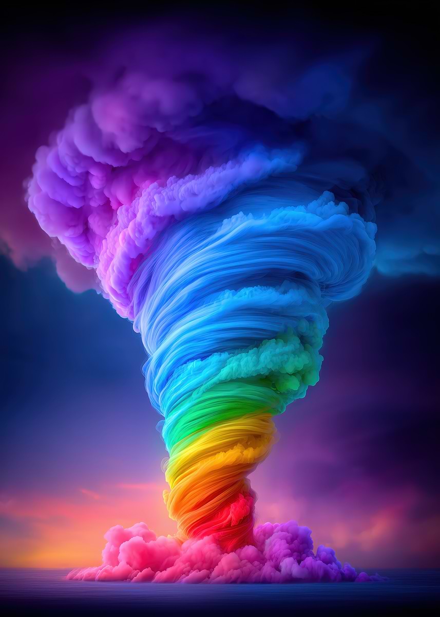 'Rainbow Tornado Cloudscape' Poster, picture, metal print, paint by ...
