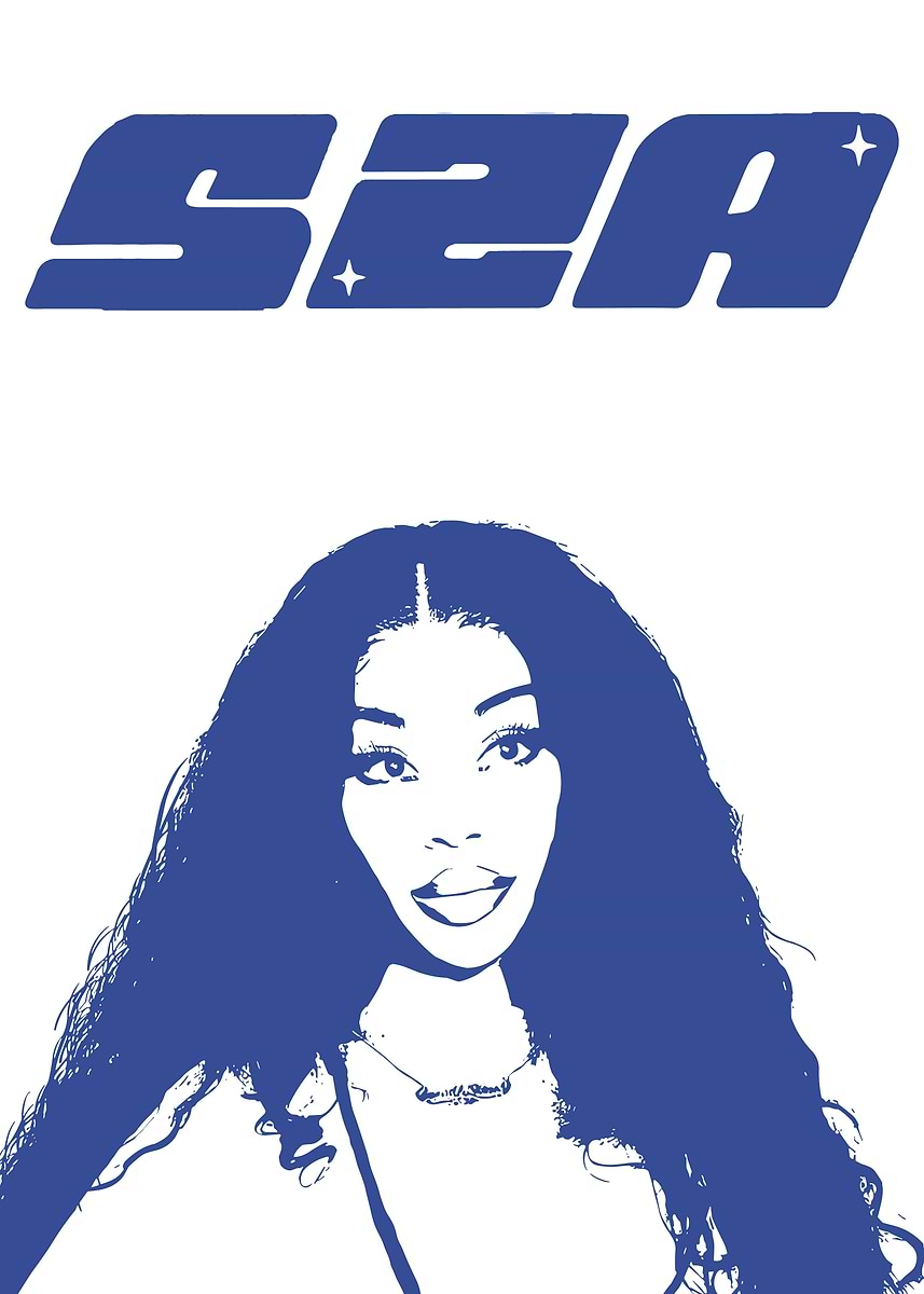 'SZA Portrait in Blue' Poster, picture, metal print, paint by WallSpire ...