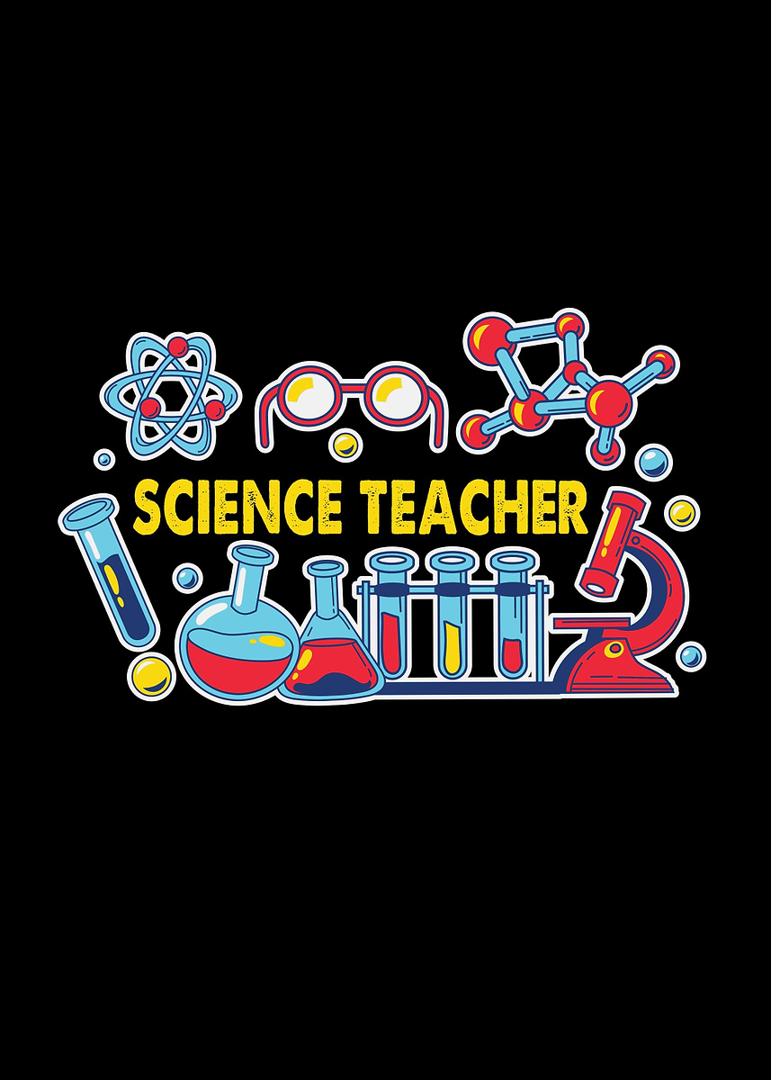 'Science Teacher Cartoon Illustration' Poster, picture, metal print ...