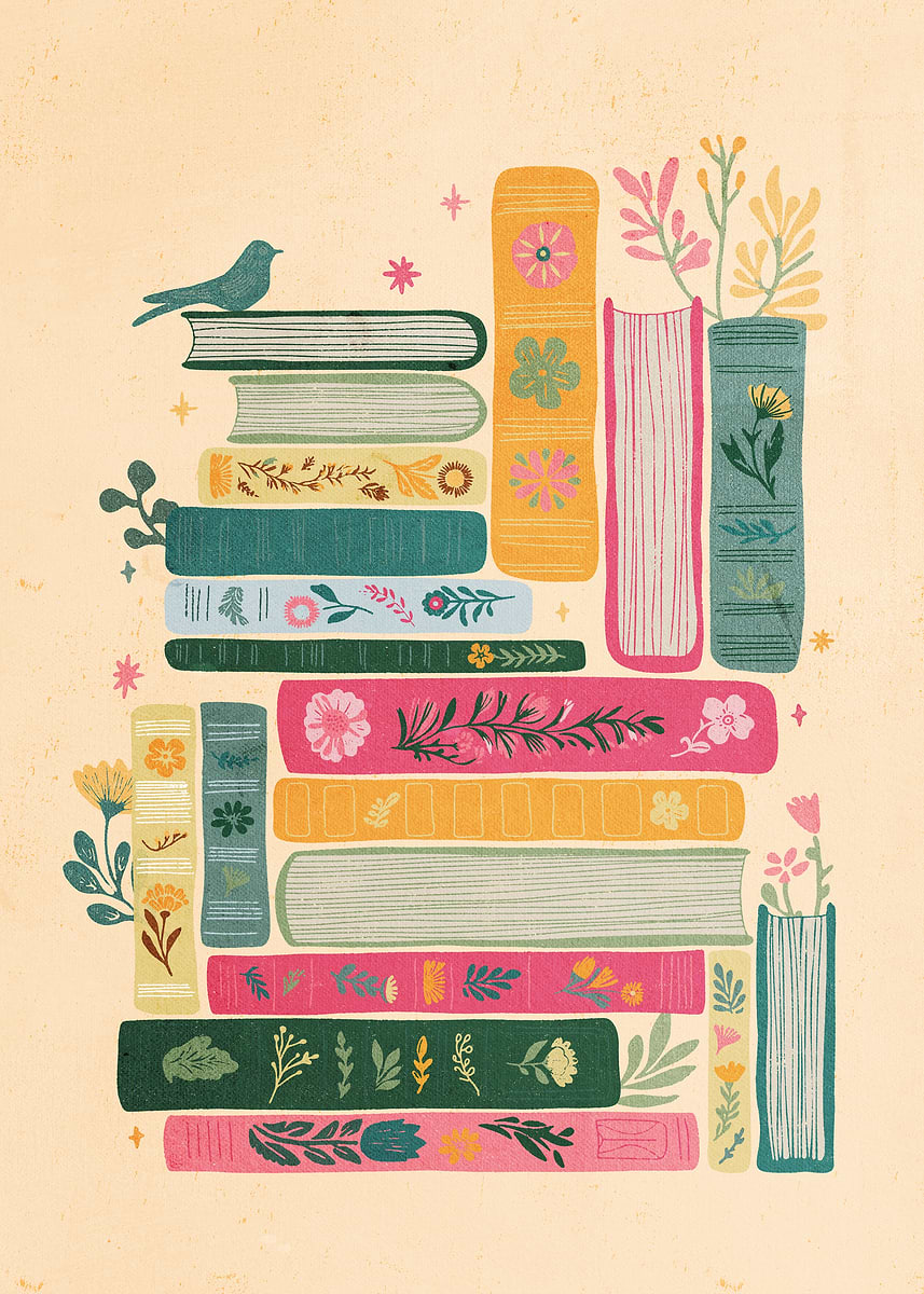 'Floral Boho Bookish Poster' Poster, picture, metal print, paint by ...