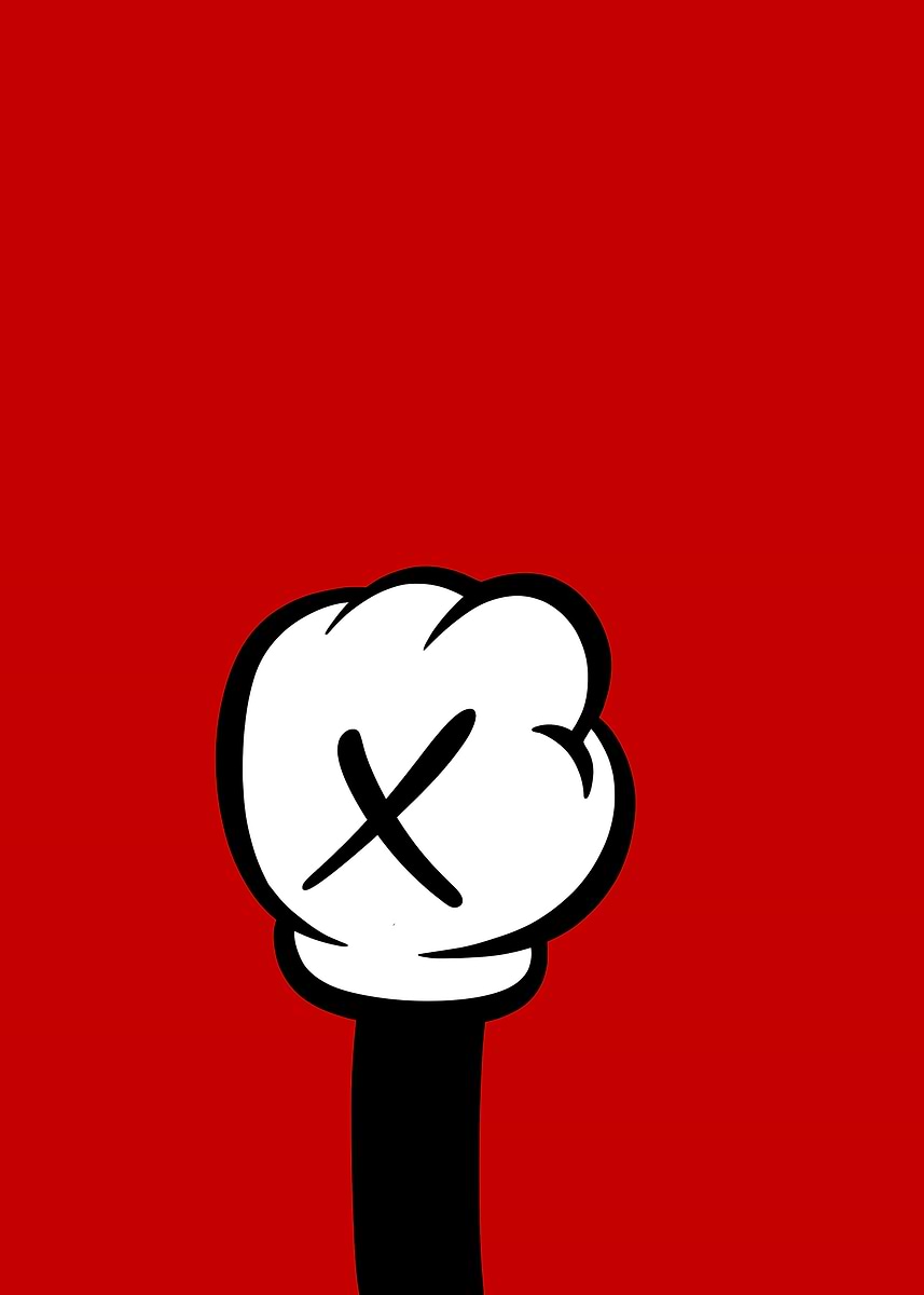 'Cartoon Hand with X on Red' Poster, picture, metal print, paint by ...
