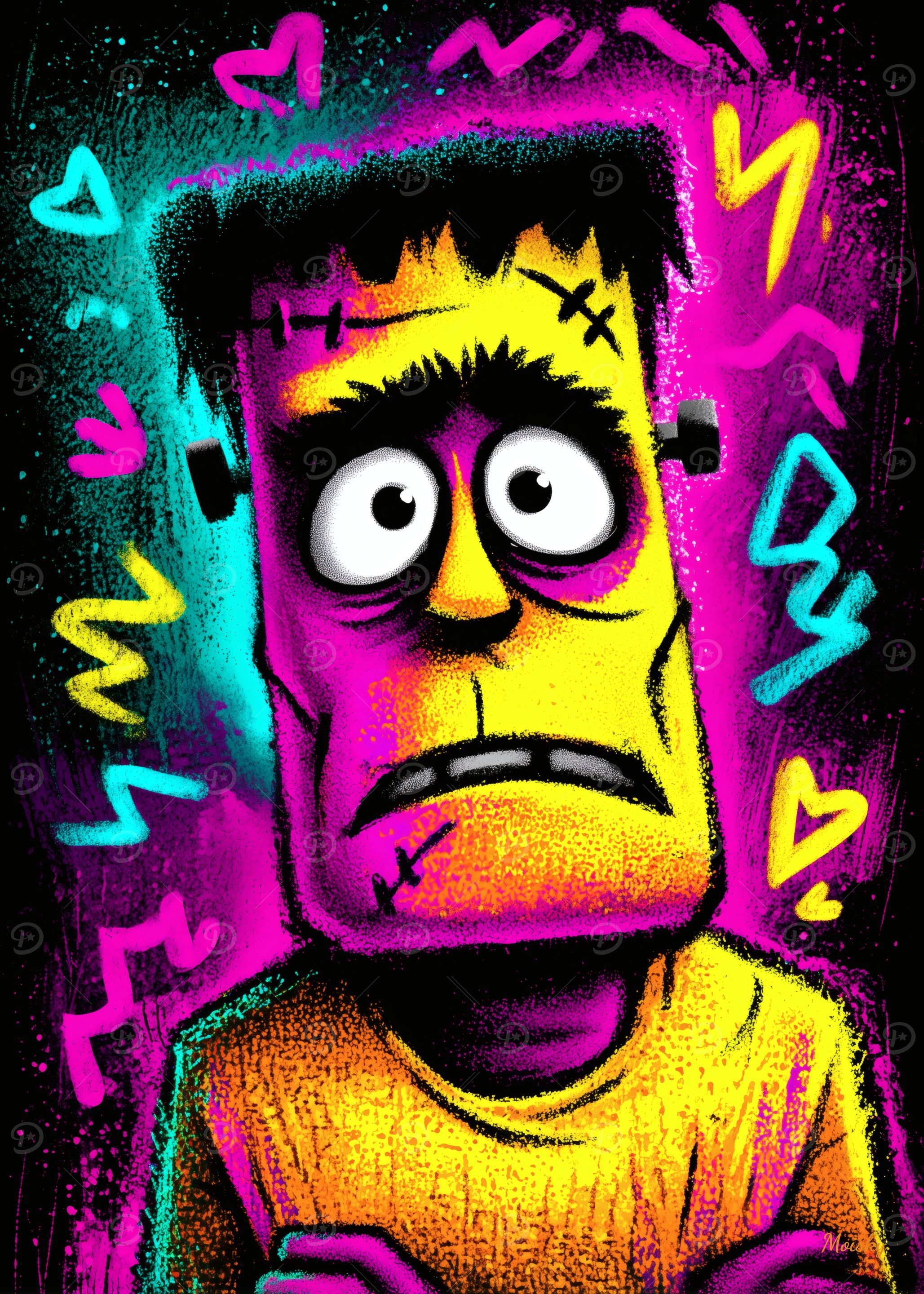 'Franken Pop – Neon Monster Pop Art Halloween' Poster, picture, metal ...