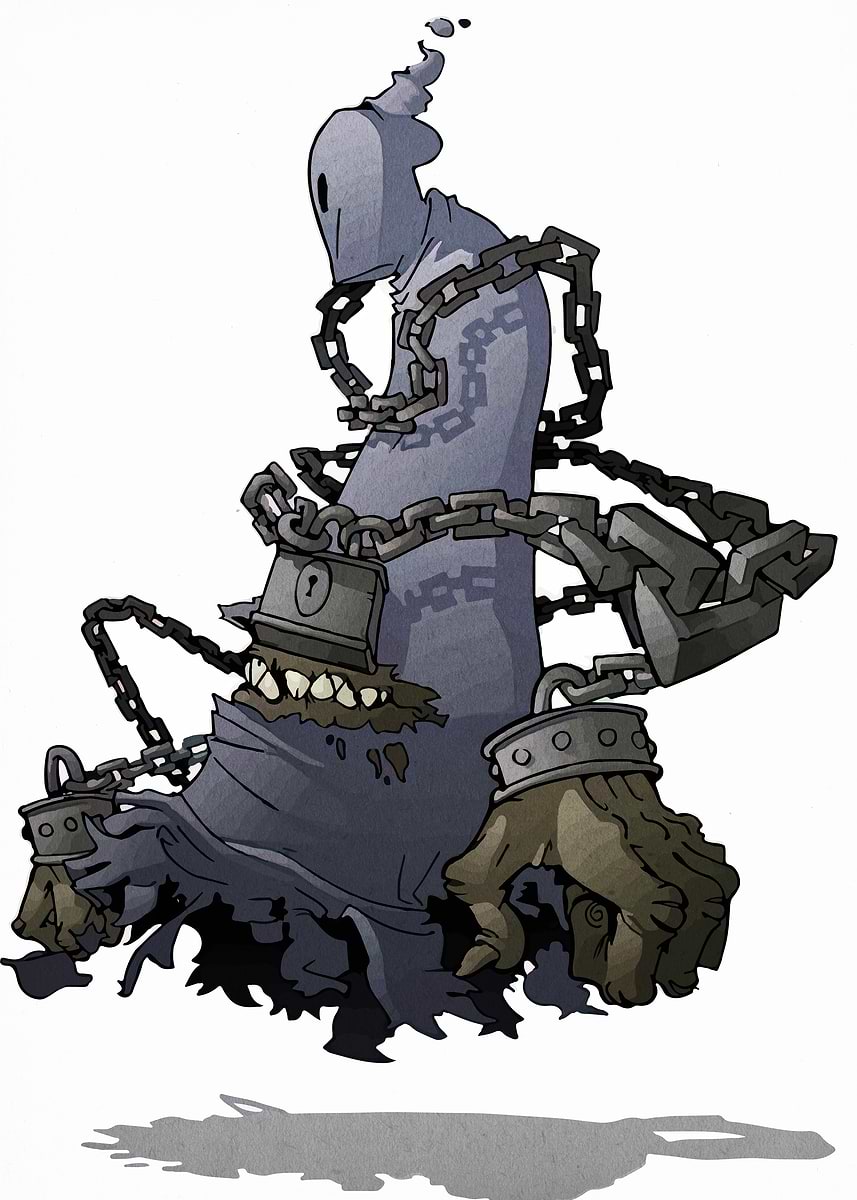 'Chained Ghost Character Illustration' Poster, picture, metal print ...