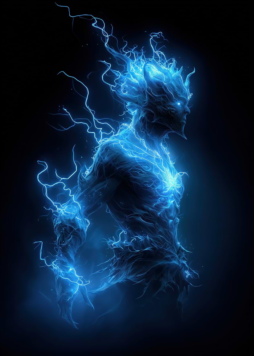 'Electric Blue Demon' Poster, picture, metal print, paint by TESSERACT ...