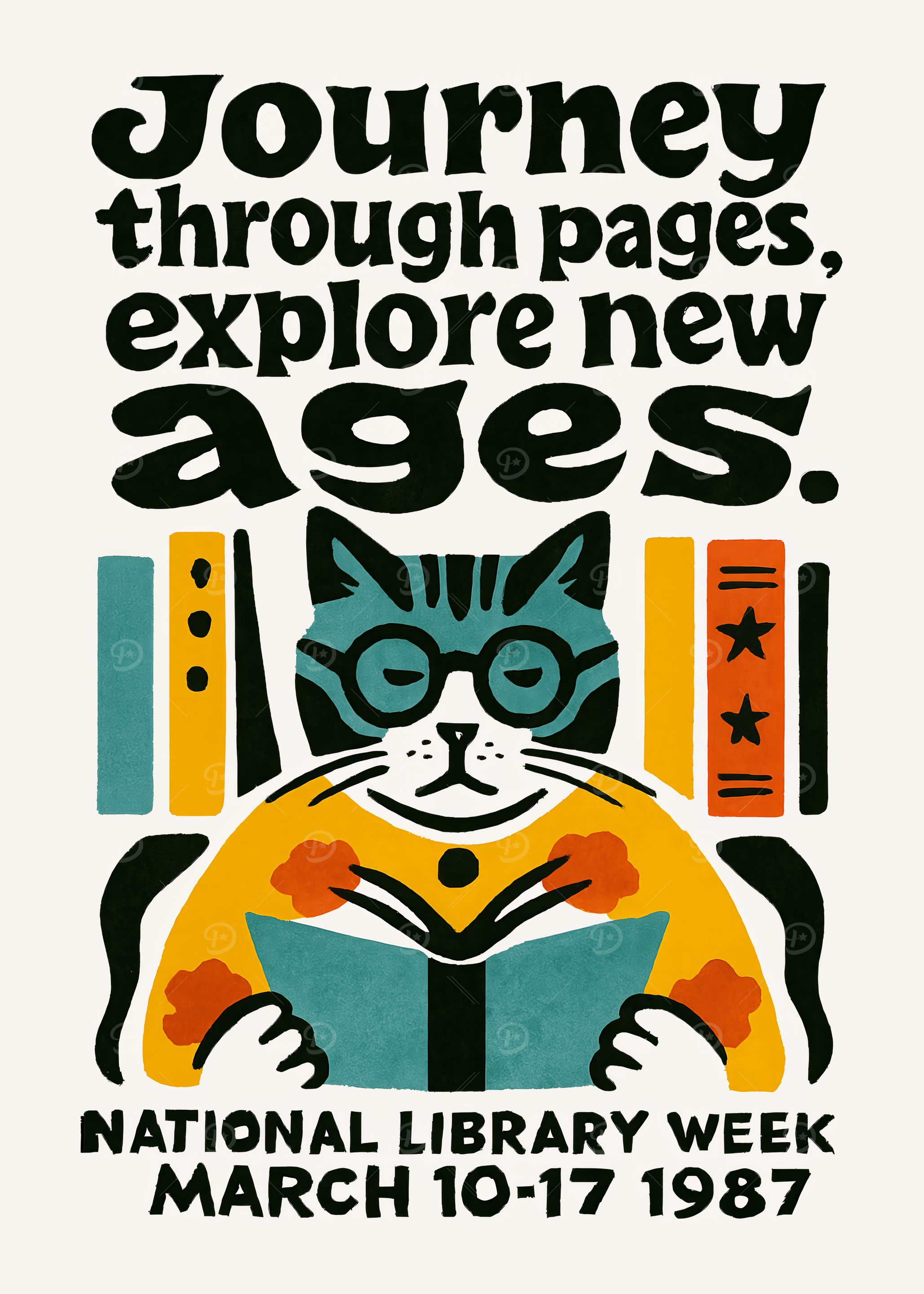'National Library Week 1987 Poster' Poster, picture, metal print, paint ...