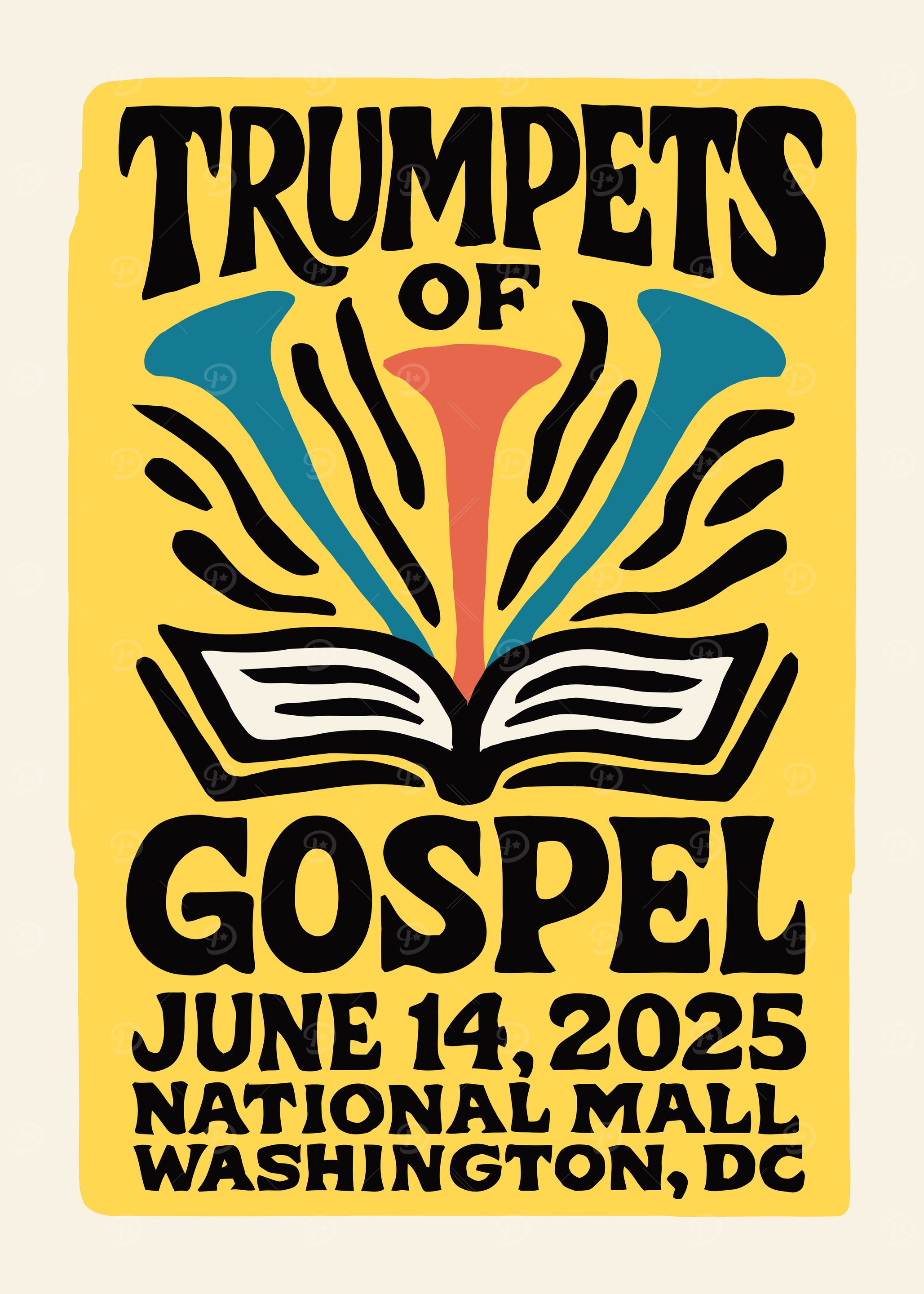 'Trumpets of Gospel Event Poster' Poster, picture, metal print, paint ...