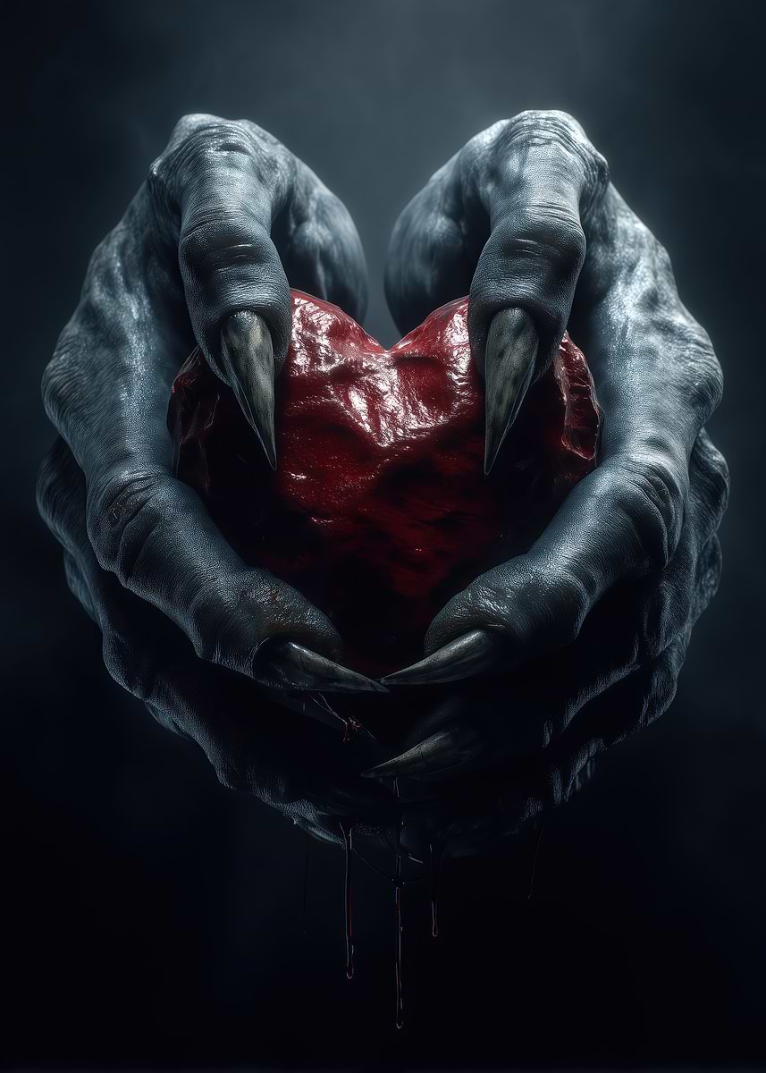 'Monster Hands Holding Bleeding Heart' Poster, picture, metal print ...