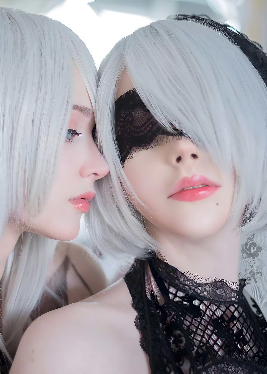'Cosplay of 2B and A2 from Nier' Poster, picture, metal print, paint by ...