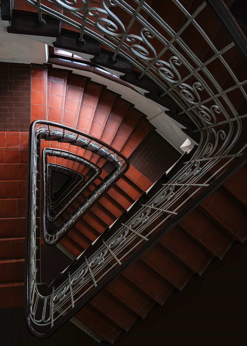 'Spiral Staircase with Ornate Railing' Poster, picture, metal print ...