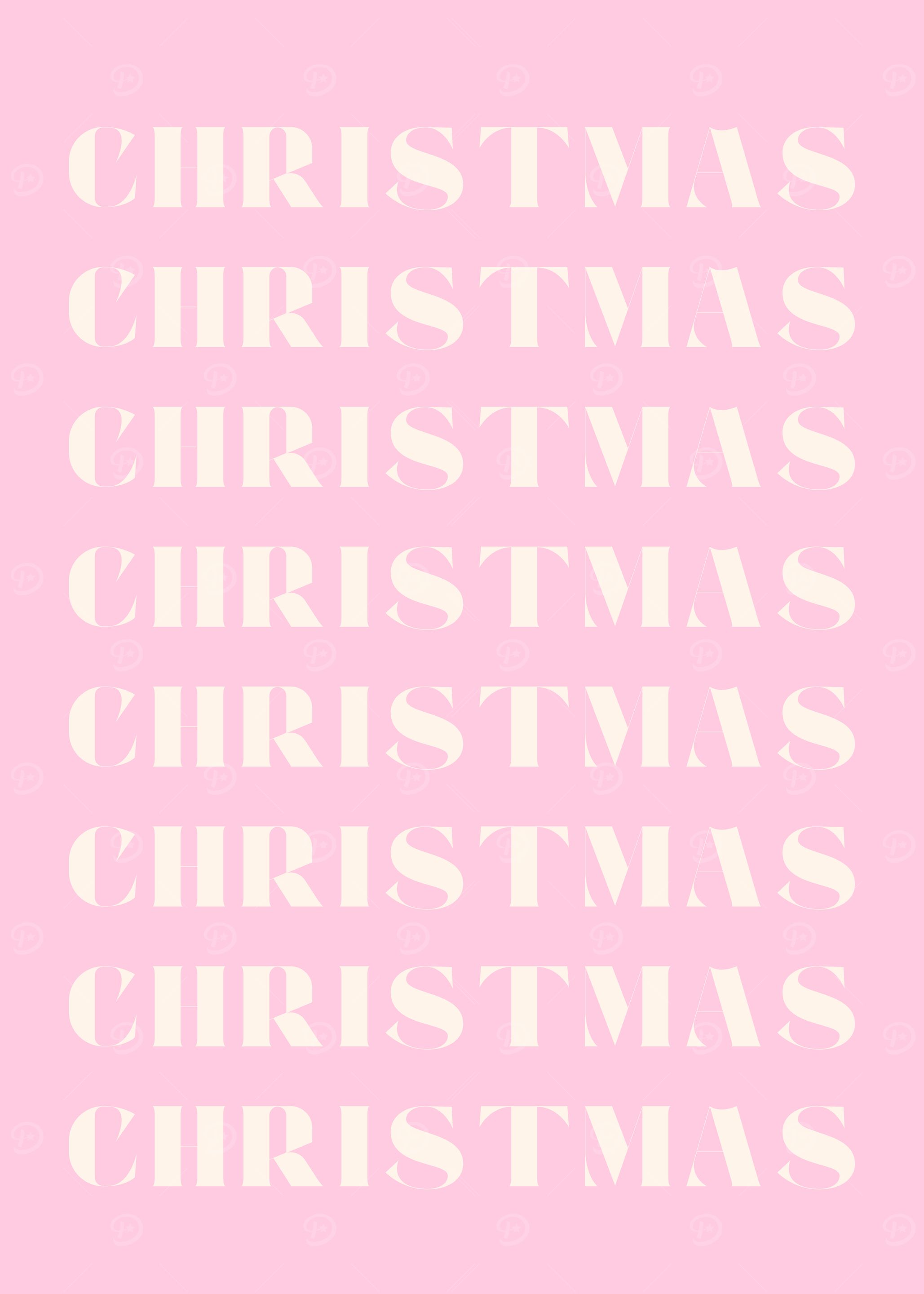 'Pink Christmas Text Pattern' Poster, picture, metal print, paint by ...