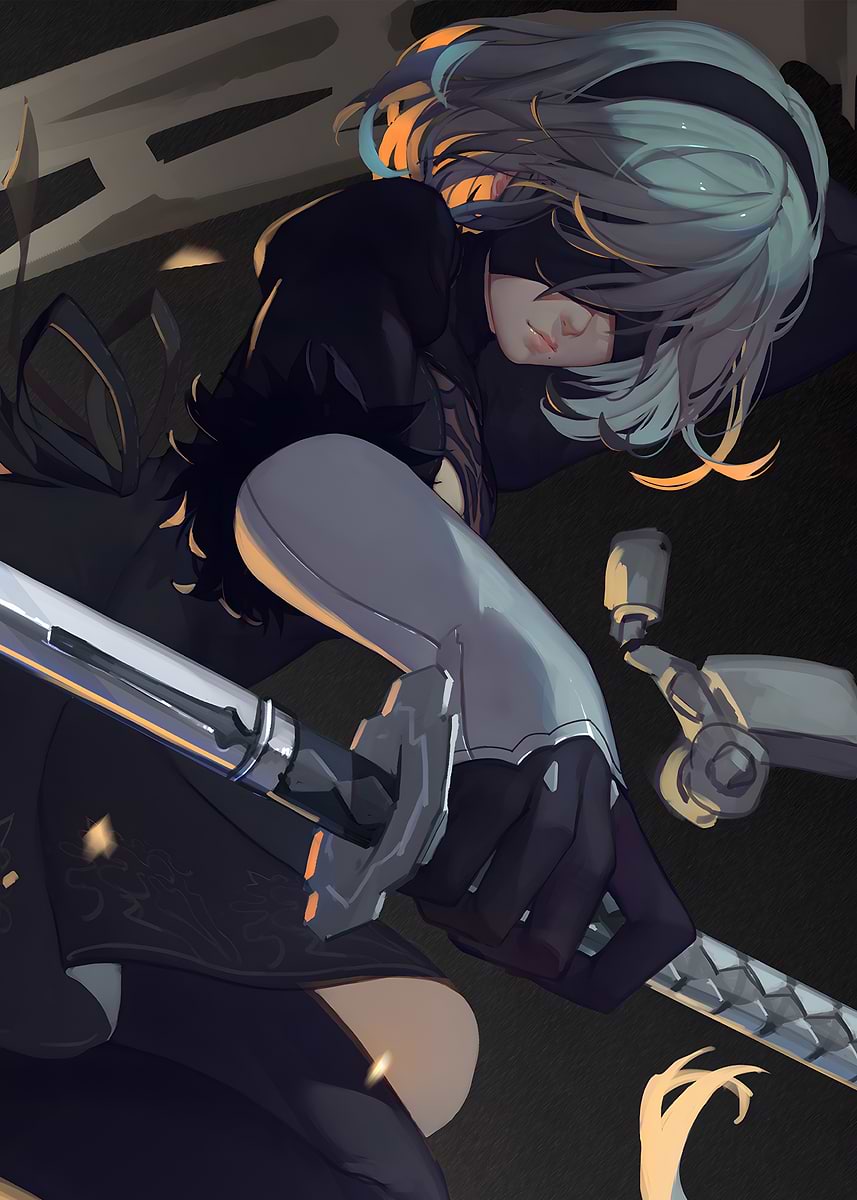 '2B Character Art from Nier Automata' Poster, picture, metal print ...