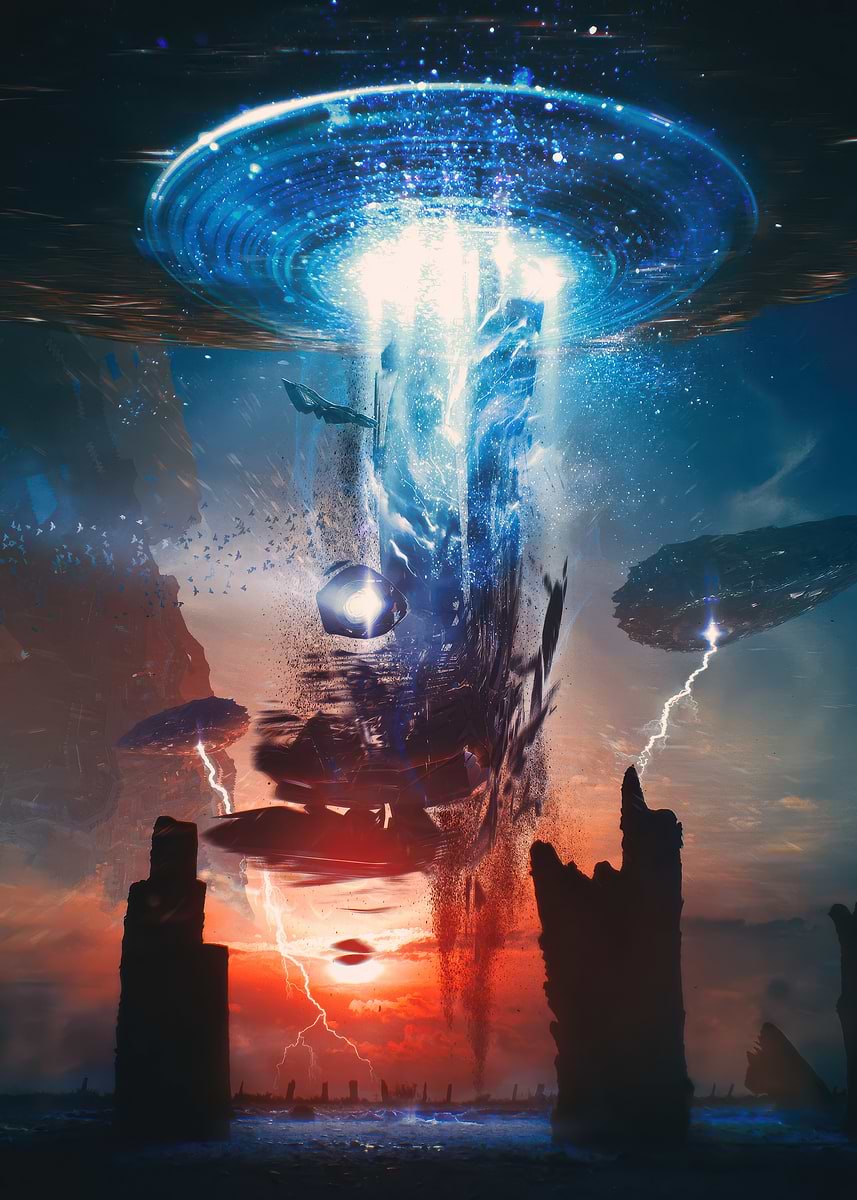 'Alien Invasion Landscape' Poster, picture, metal print, paint by ...