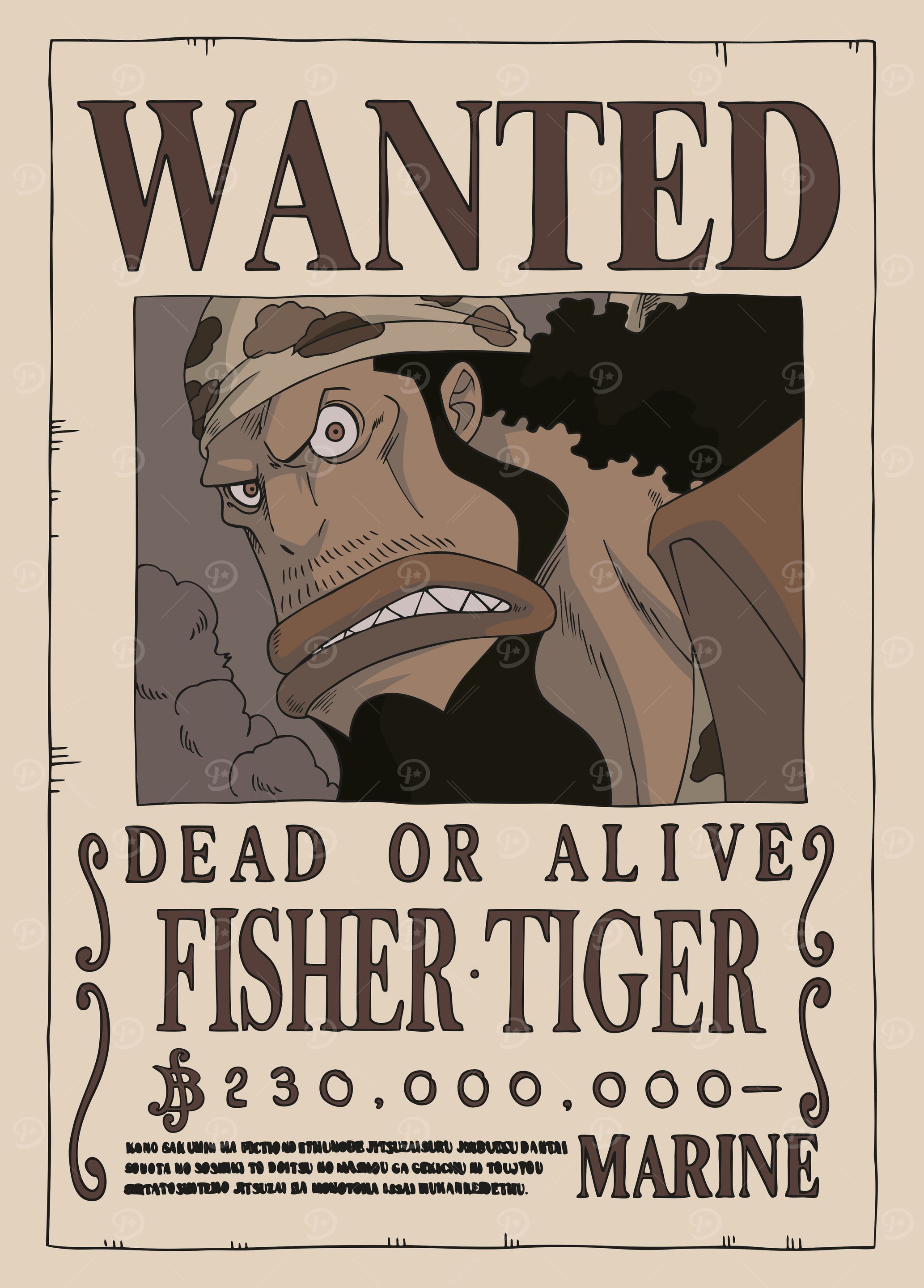 'Fisher Tiger Wanted' Poster, picture, metal print, paint by One Piece ...