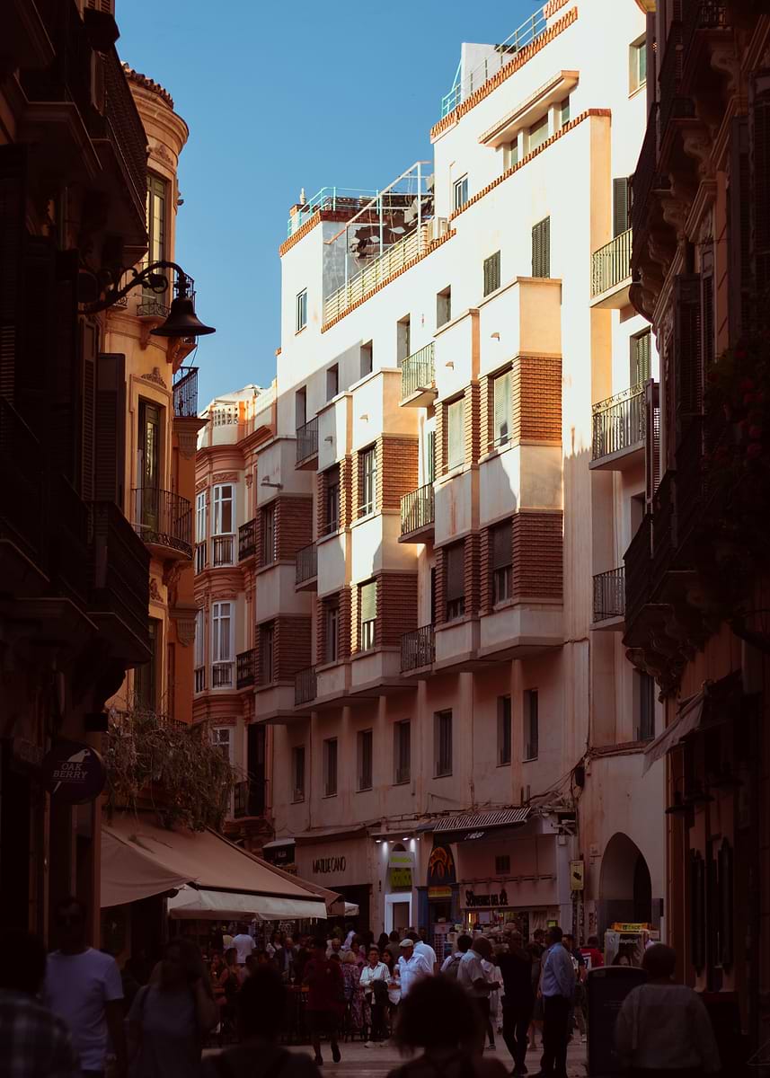 'Busy street in Spanish city' Poster, picture, metal print, paint by ...