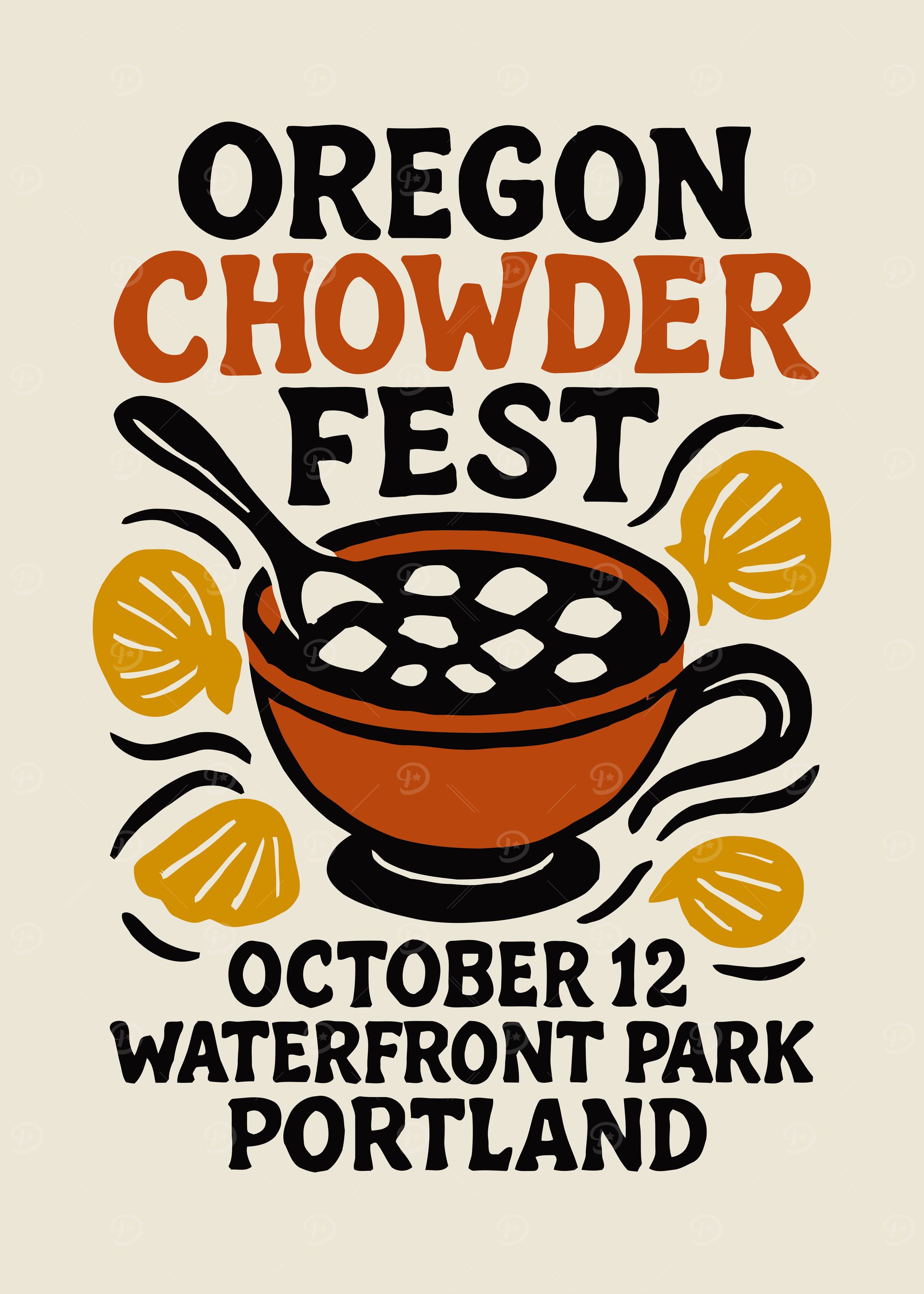 'Oregon Chowder Fest Poster' Poster, picture, metal print, paint by ...