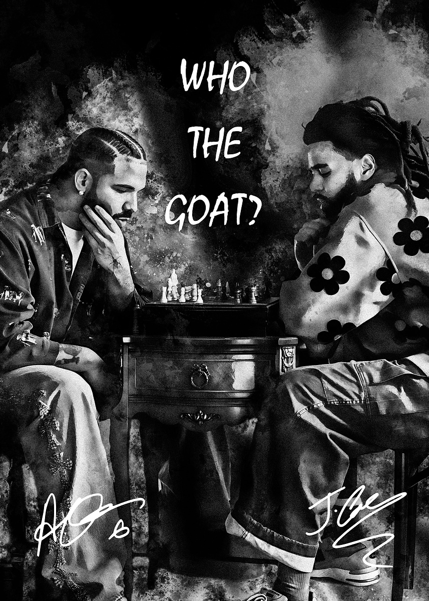 'Drake vs J. Cole Chess Match' Poster, picture, metal print, paint by ...