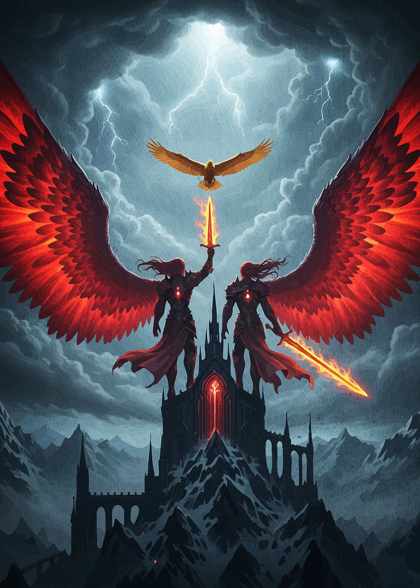 'Winged Warriors Castle Peak' Poster, picture, metal print, paint by ...