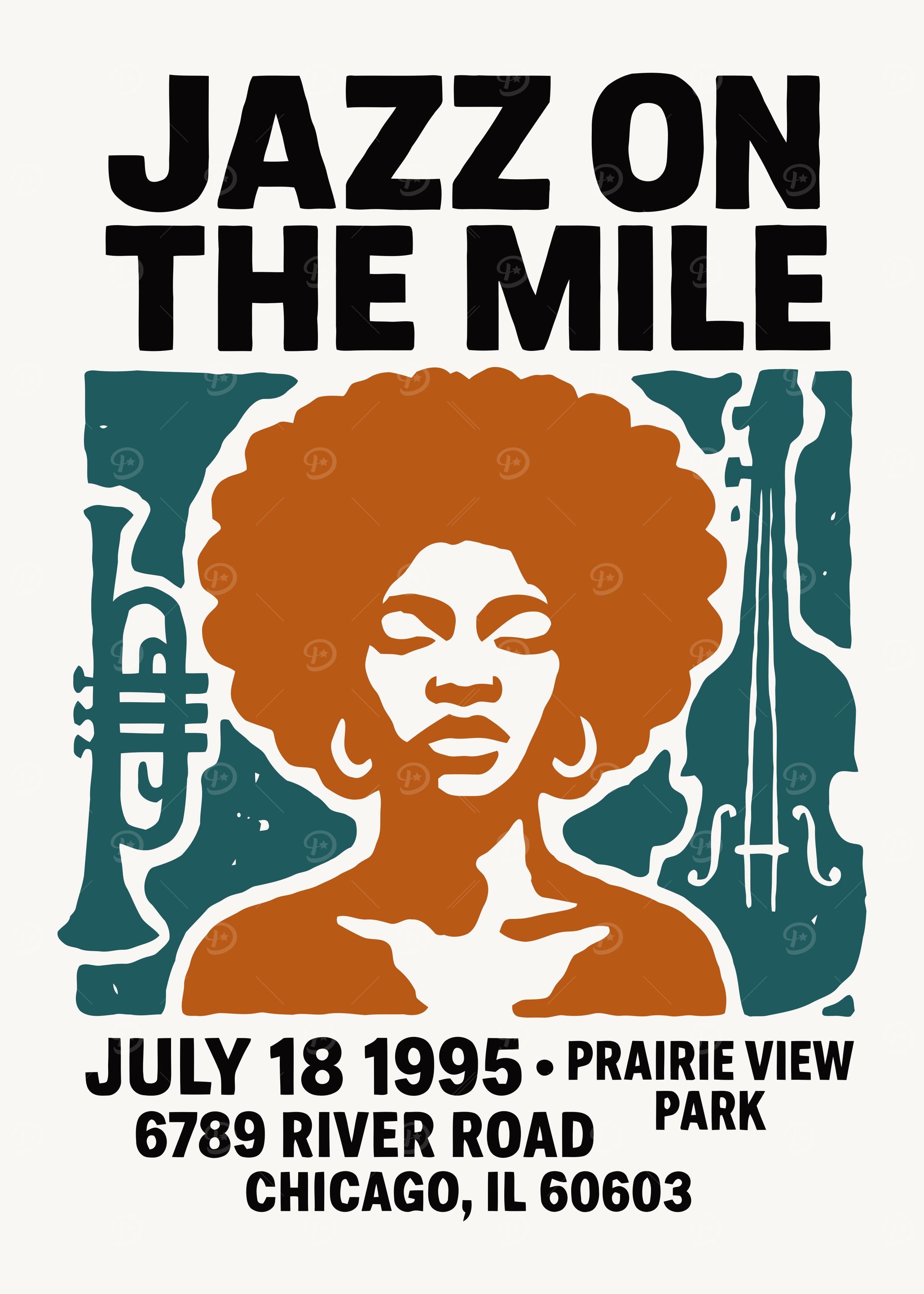 'Jazz on the Mile Event Poster' Poster, picture, metal print, paint by ...