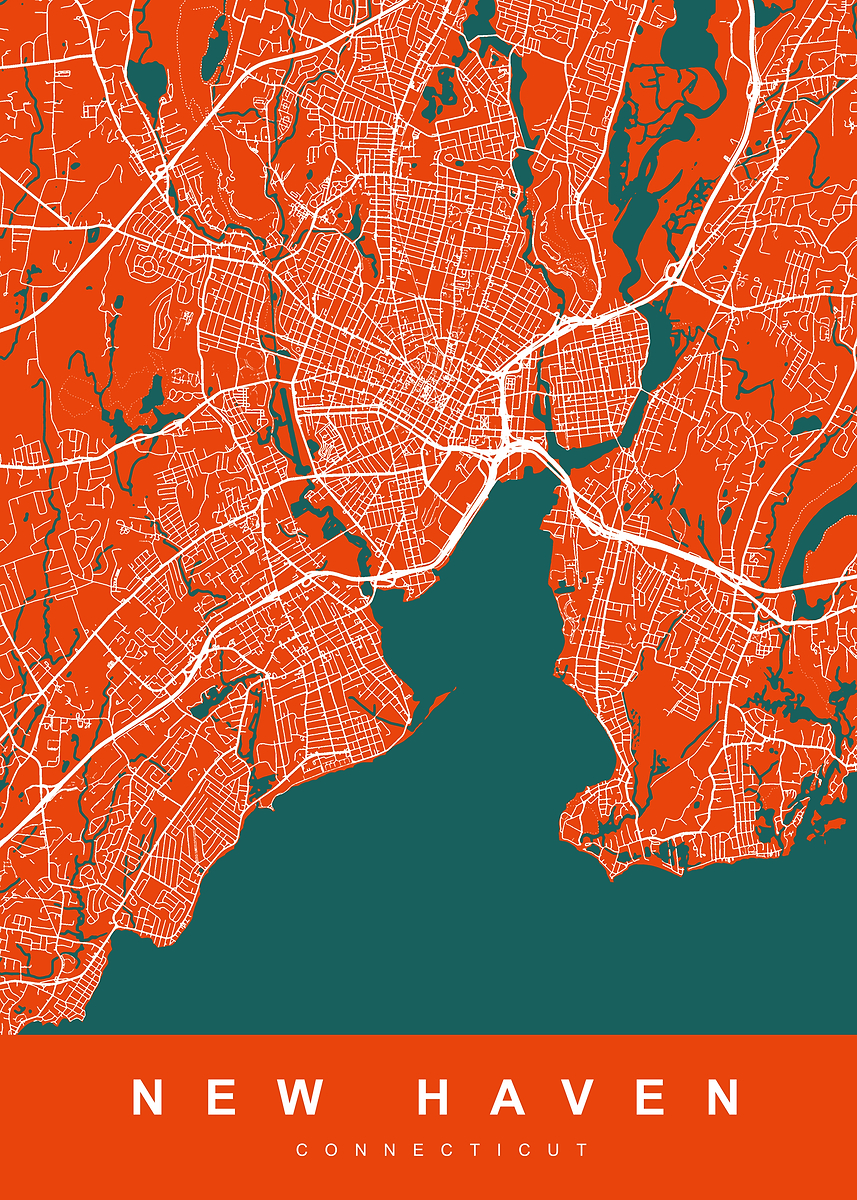 'New Haven, Connecticut Map Art' Poster, picture, metal print, paint by ...