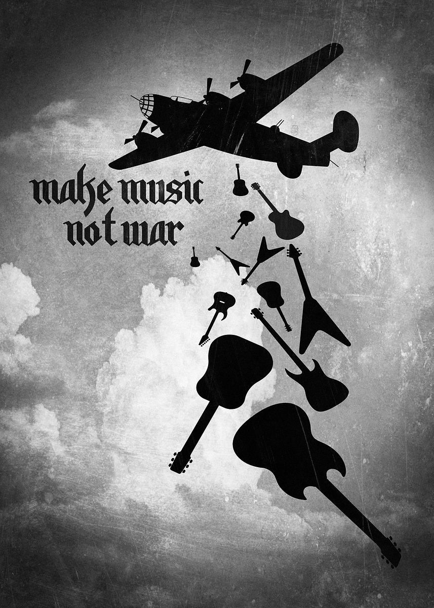 'Make Music Not War Poster' Poster, picture, metal print, paint by ...