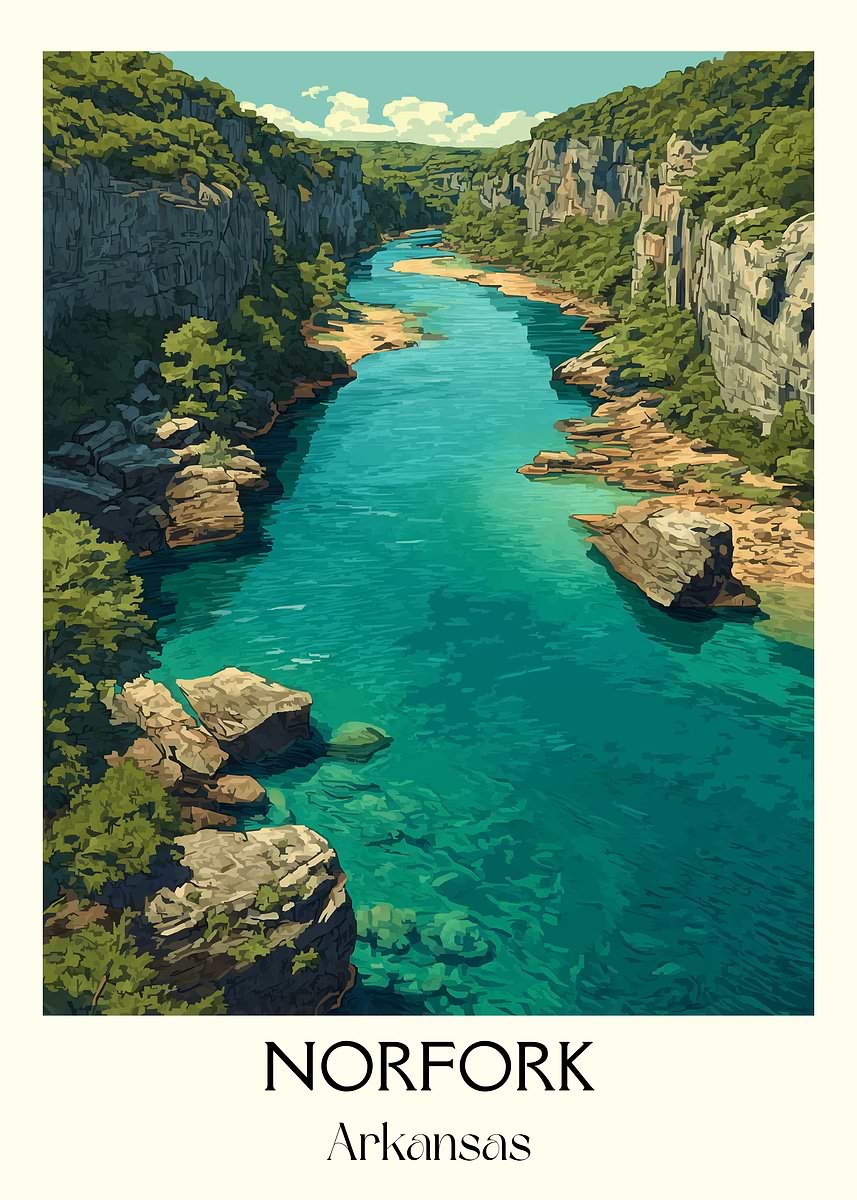 'Norfork, Arkansas River Landscape Art' Poster, picture, metal print ...