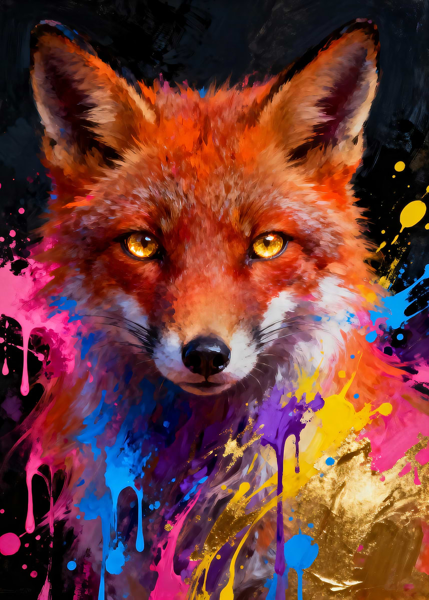 'Colorful Fox Portrait' Poster, picture, metal print, paint by suiiarts ...