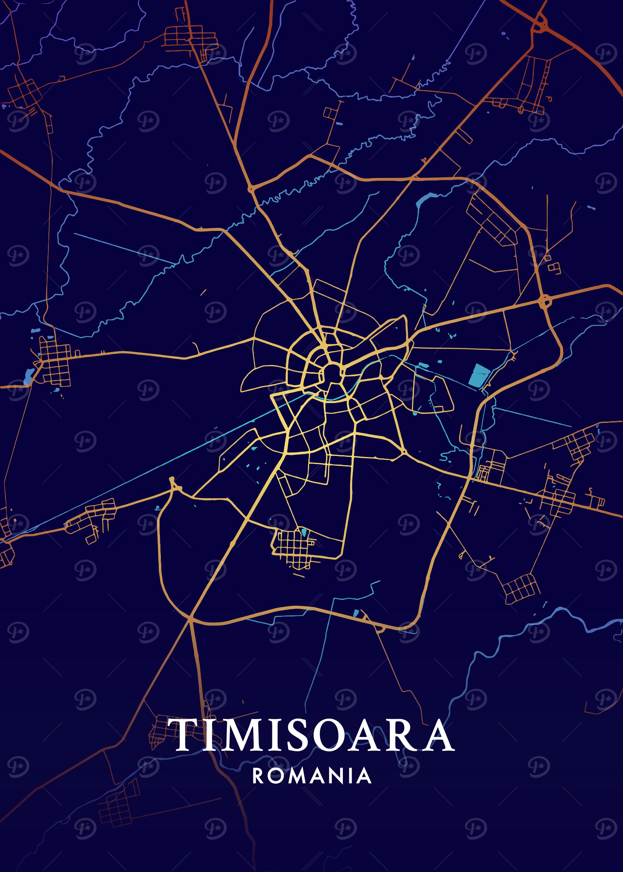 'Timisoara City Map' Poster, picture, metal print, paint by Miracle ...