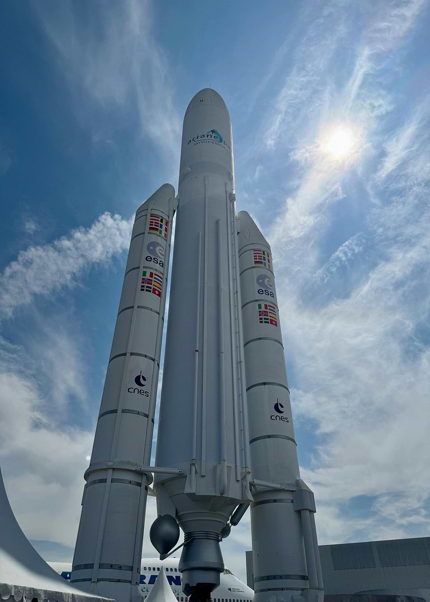 'Ariane 5 Rocket Under Blue Sky' Poster, picture, metal print, paint by ...