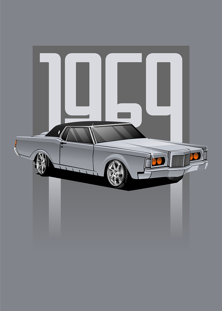 '1969 Classic Car Illustration' Poster, picture, metal print, paint by ...