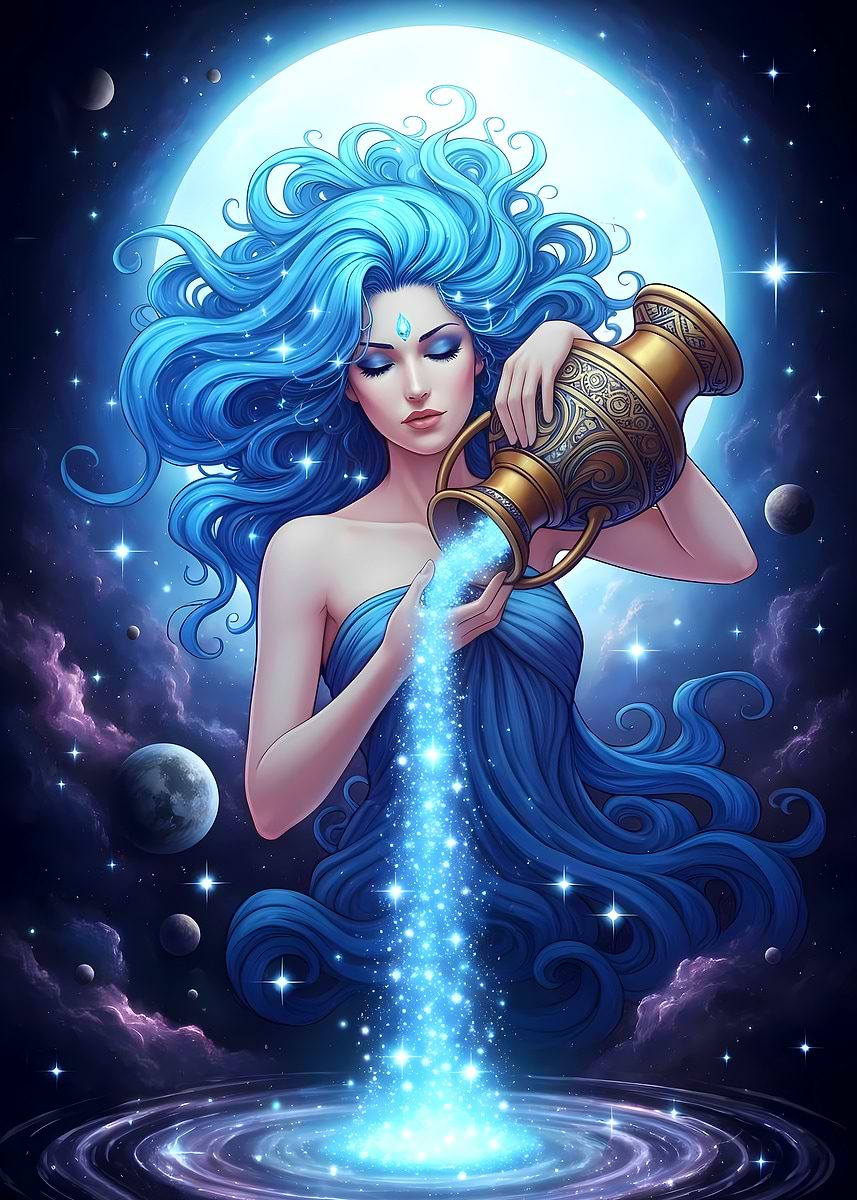 'Aquarius Woman Zodiac Sign Fantasy Art' Poster, picture, metal print ...