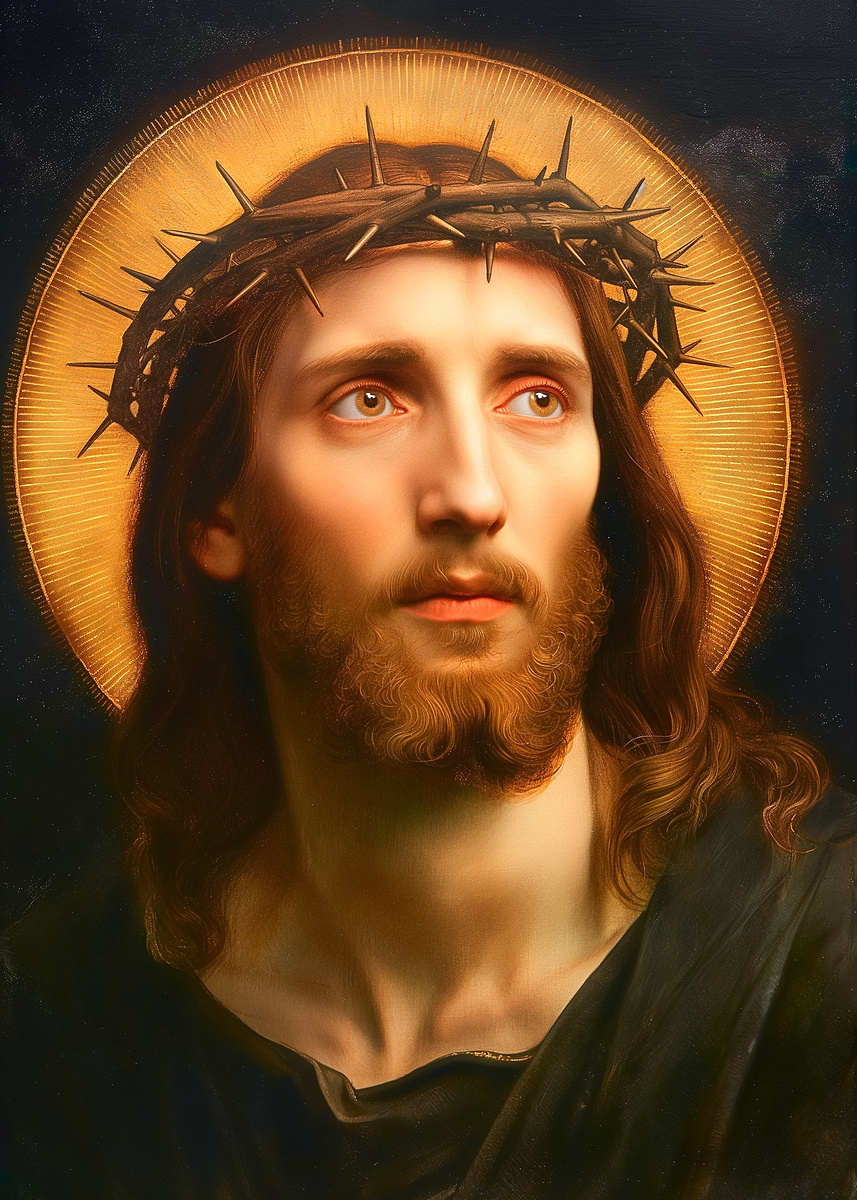 'Jesus Christ Portrait with Crown of Thorns' Poster, picture, metal ...