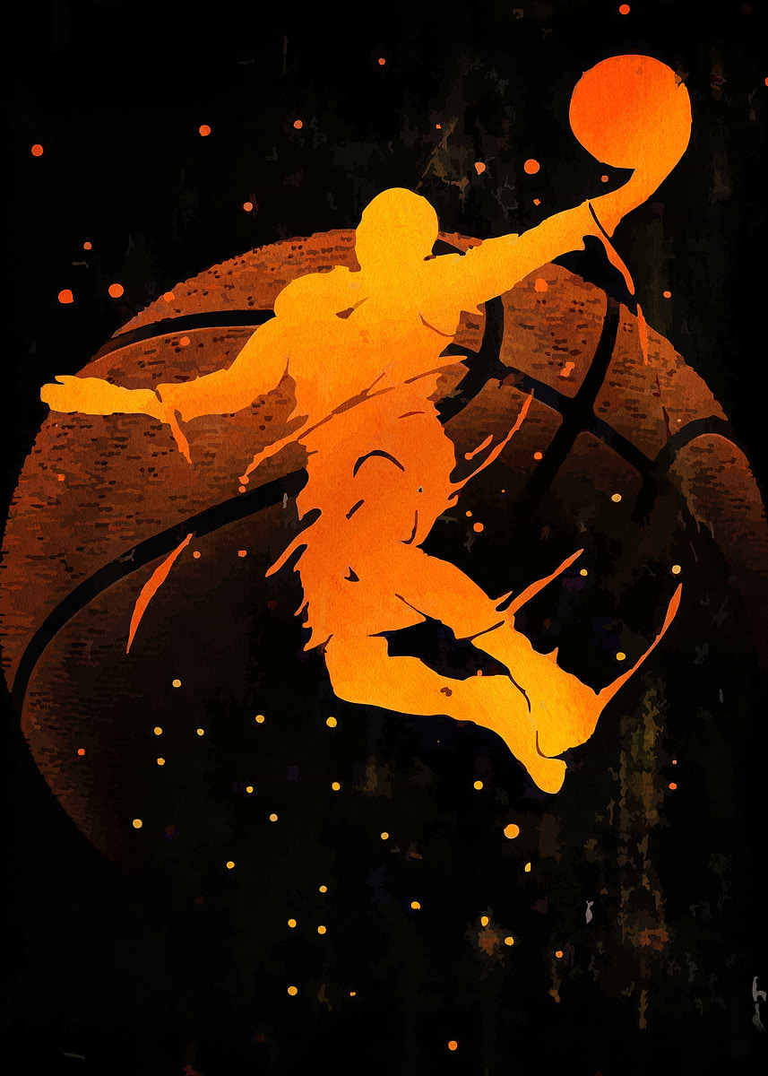 'Basketball Player Dunking ' Poster, picture, metal print, paint by ...
